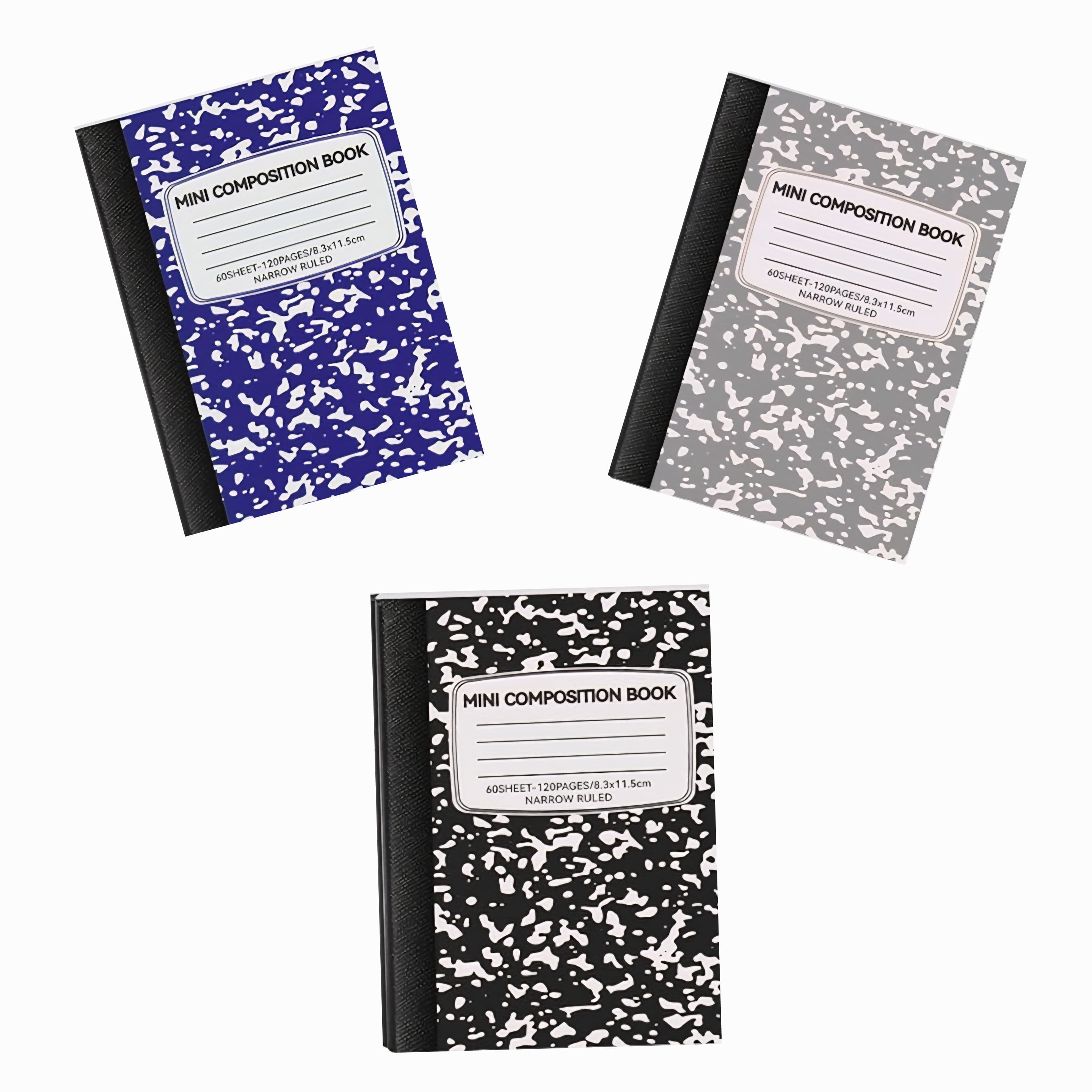 Alexki 3-Pack Mini Composition Notebooks - Assorted Colors - 60 Sheets ...