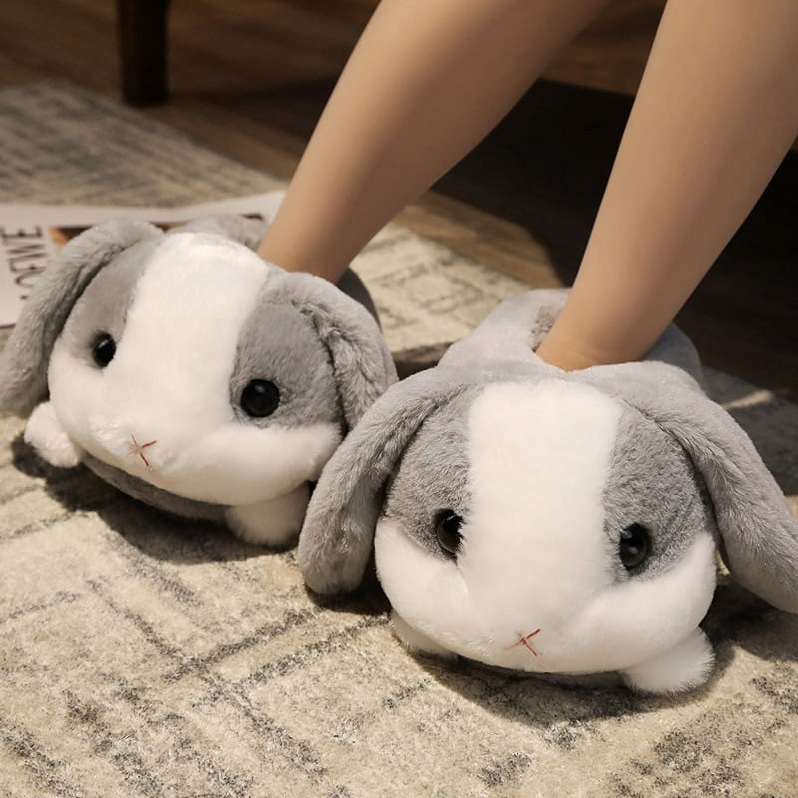 Alexsix Plush Slippers in Rabbit, Hamster, Dog Shapes, Warm Lined ...