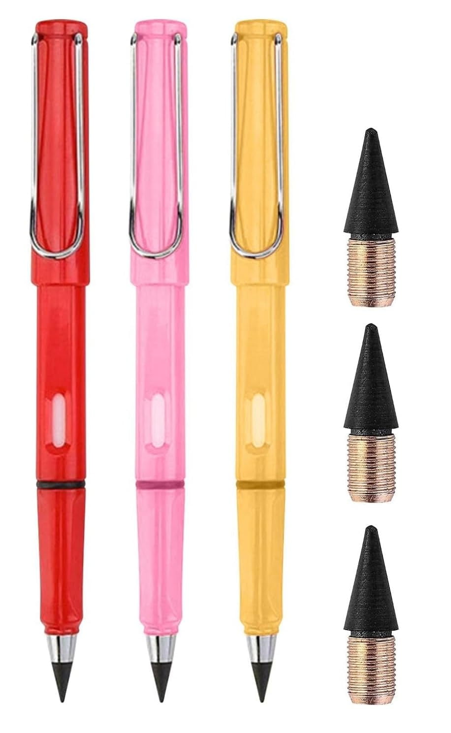 Alexvyan 3 Pcs Eternity Pencils Inkless with Eraser 3 Graphite Nib ...