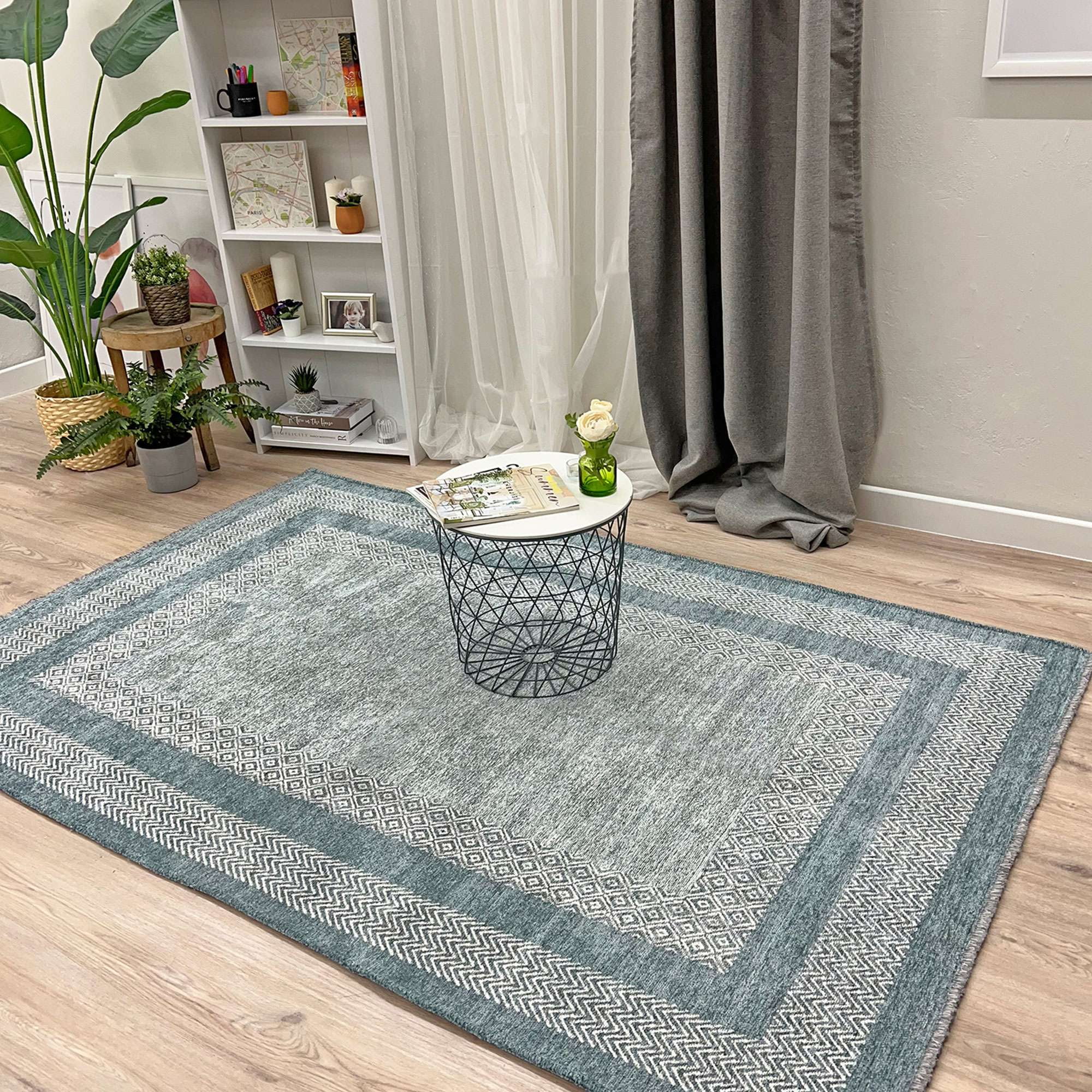 Alfa Rich 3x5 Light Blue Area Rugs for Living Room Bedroom Cotton ...