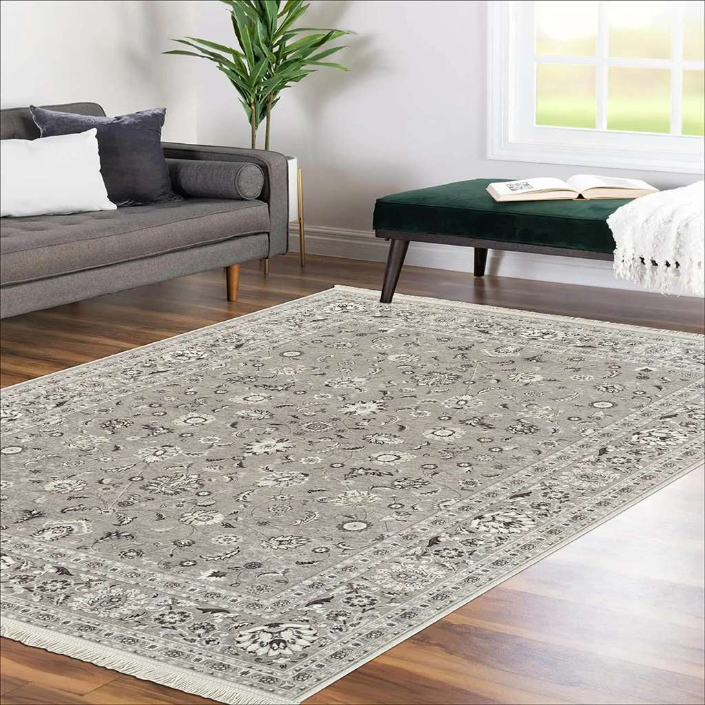 Alfa Rich 4x6 Area Rugs, Ultra-Thin, Oriental, Grey Rug, Non-Slip ...