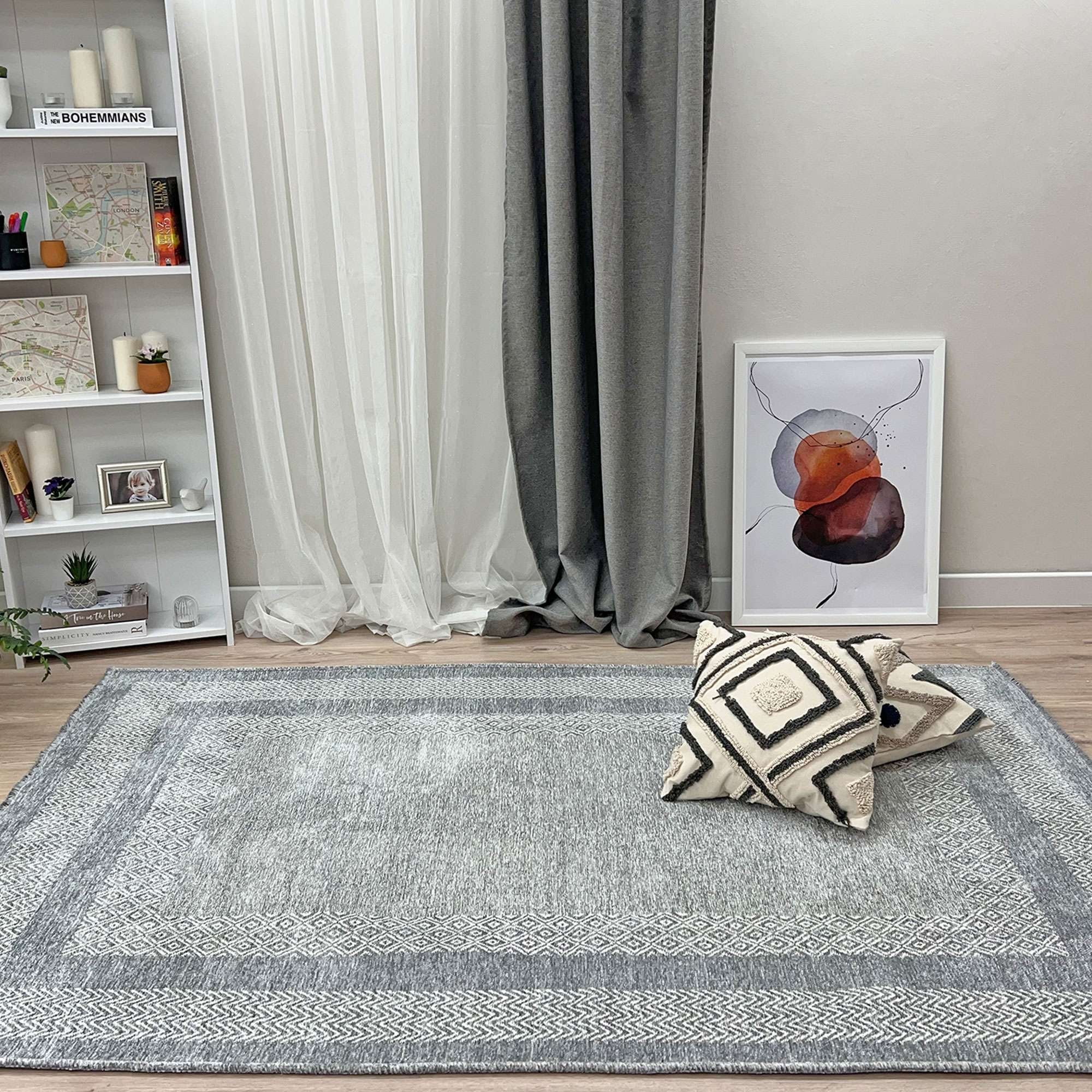 Alfa Rich 4x6 Light Gray Area Rugs for Living Room Bedroom Decor Cotton ...