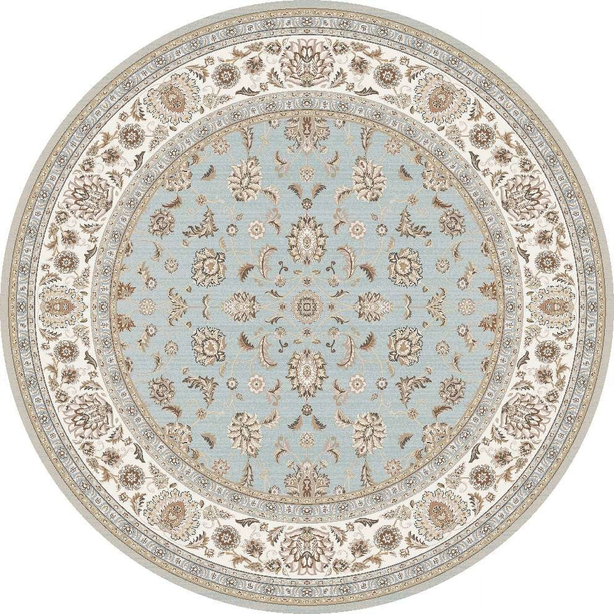 Alfa Rich 5x5 Area Rugs, Ultra-Thin Oriental Cream and Teal Rug, Non ...