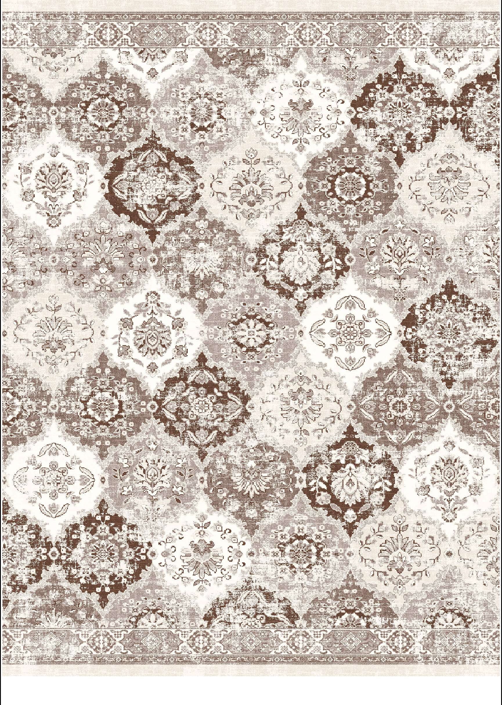 Alfa Rich 5x7 Area Rugs, Ultra-Thin Boho Brown Cream Rug, Non-Slip ...