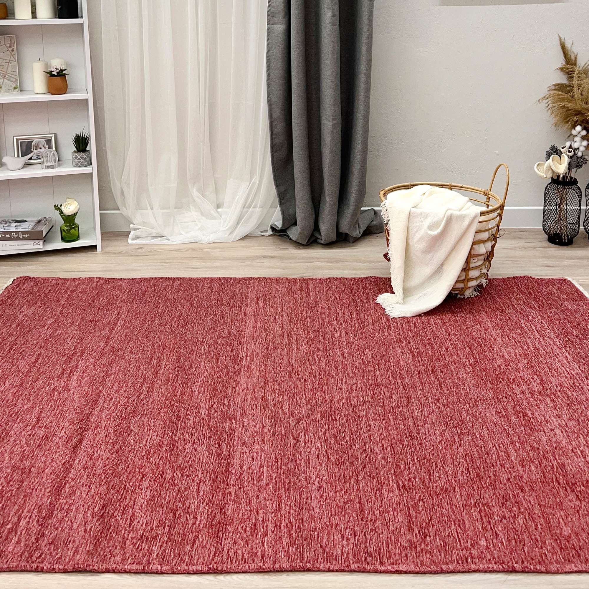 Alfa Rich 5x8 Dark Pink Area Rugs for Living Room Bedroom Girls Decor Cotton Washable Pet ...