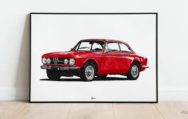 Alfa Romeo 1750 Gtv Print 1960S Classics Wall Art NO FRAMED POSTER Home ...