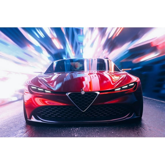 Alfa Romeo Zagato CGI Red Car Wall Poster - 12x18 Inch Laminated Poster ...