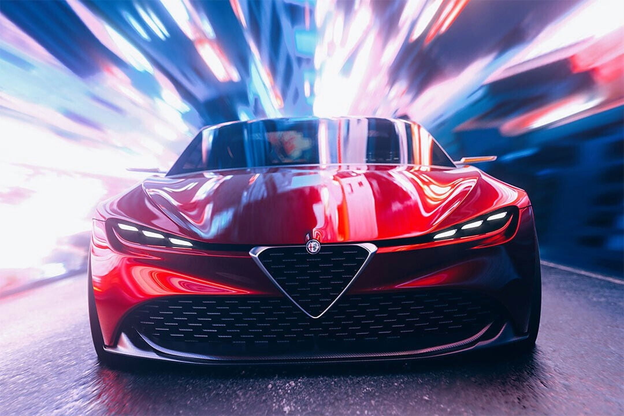 Alfa Romeo Zagato CGI Red Car Wall Poster - 24x36 Inch Laminated Poster ...