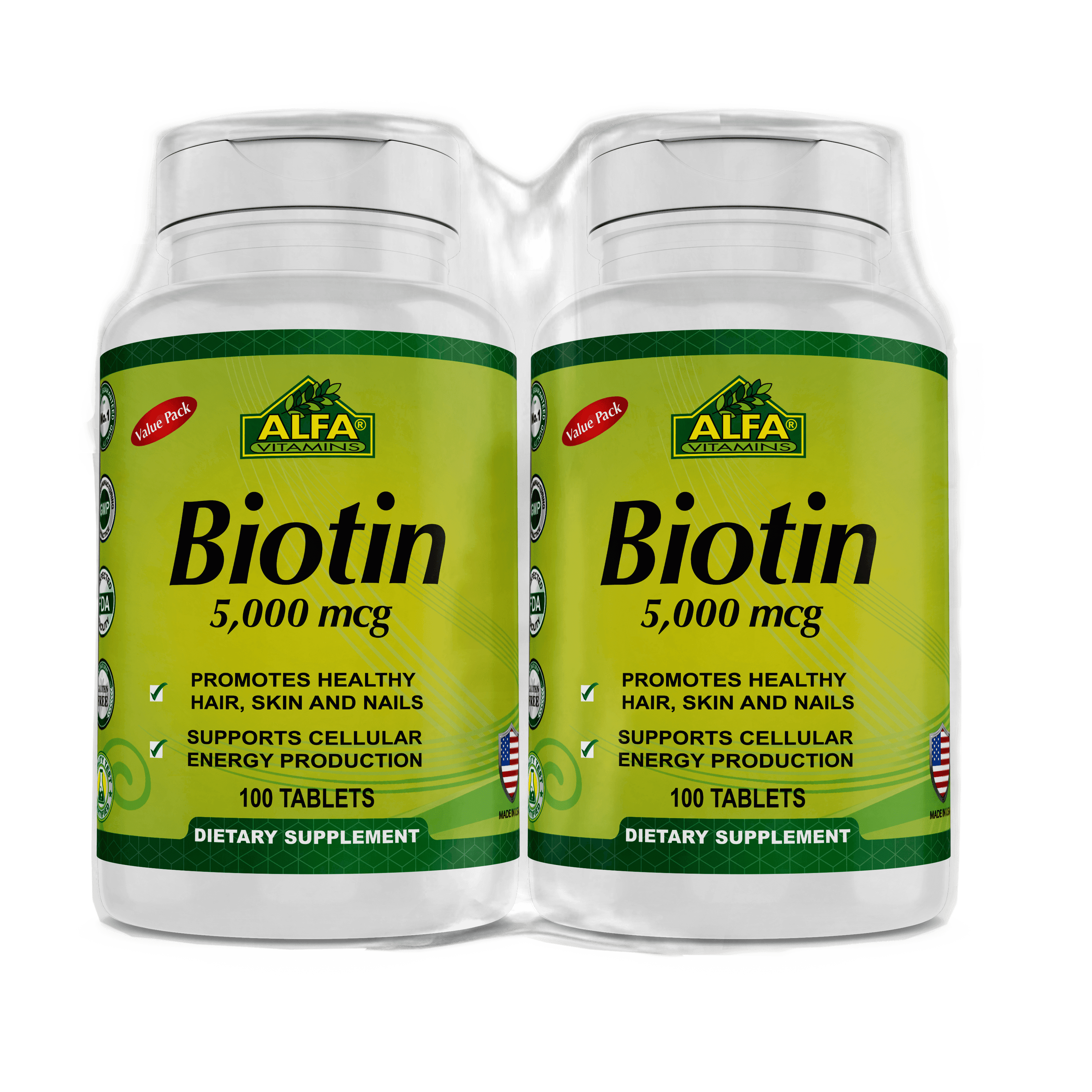 Alfa Vitamins Biotin 5000 Mcg Twin Collagen C Dietary Supplement for ...