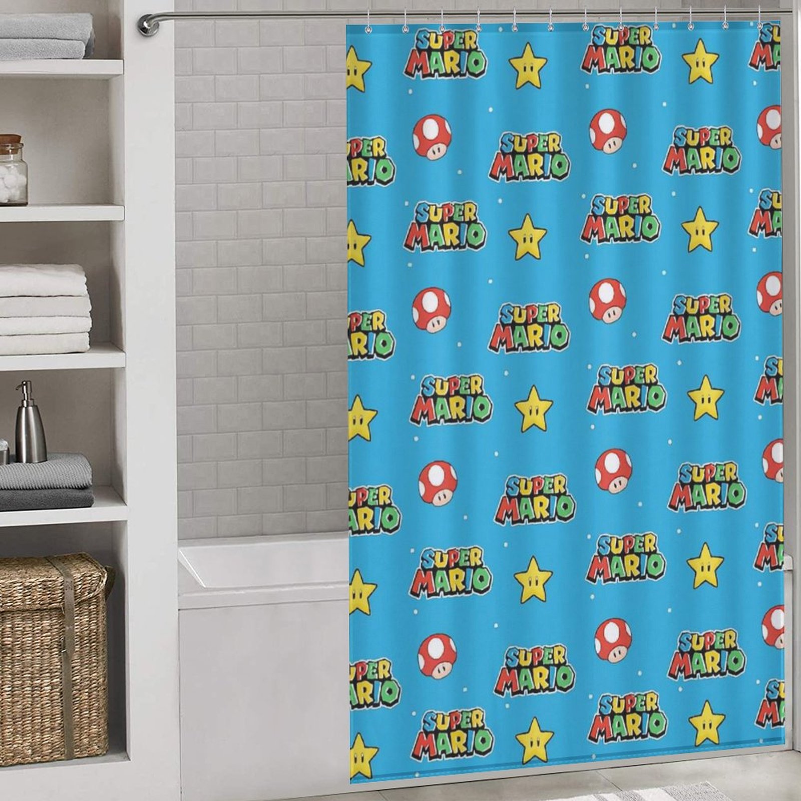Alfabeto Decorativo Super-Mario Bross Shower Curtains for Bathroom ...