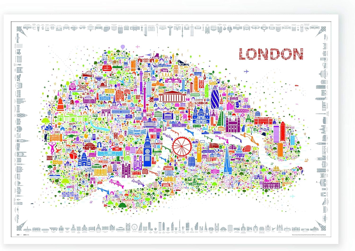 Alfalfa NY Iconic London Poster 27x40 Inches Unframed – Colorful Wall ...