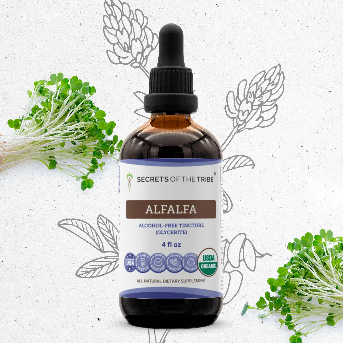 Secrets Of The Tribe Alfalfa Organic Tincture Dietary Supplement ...