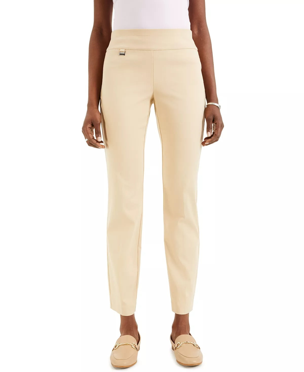 Alfani Women's Tummy-Control Skinny Pants, Cream Beige, Pull-on, US 2 ...