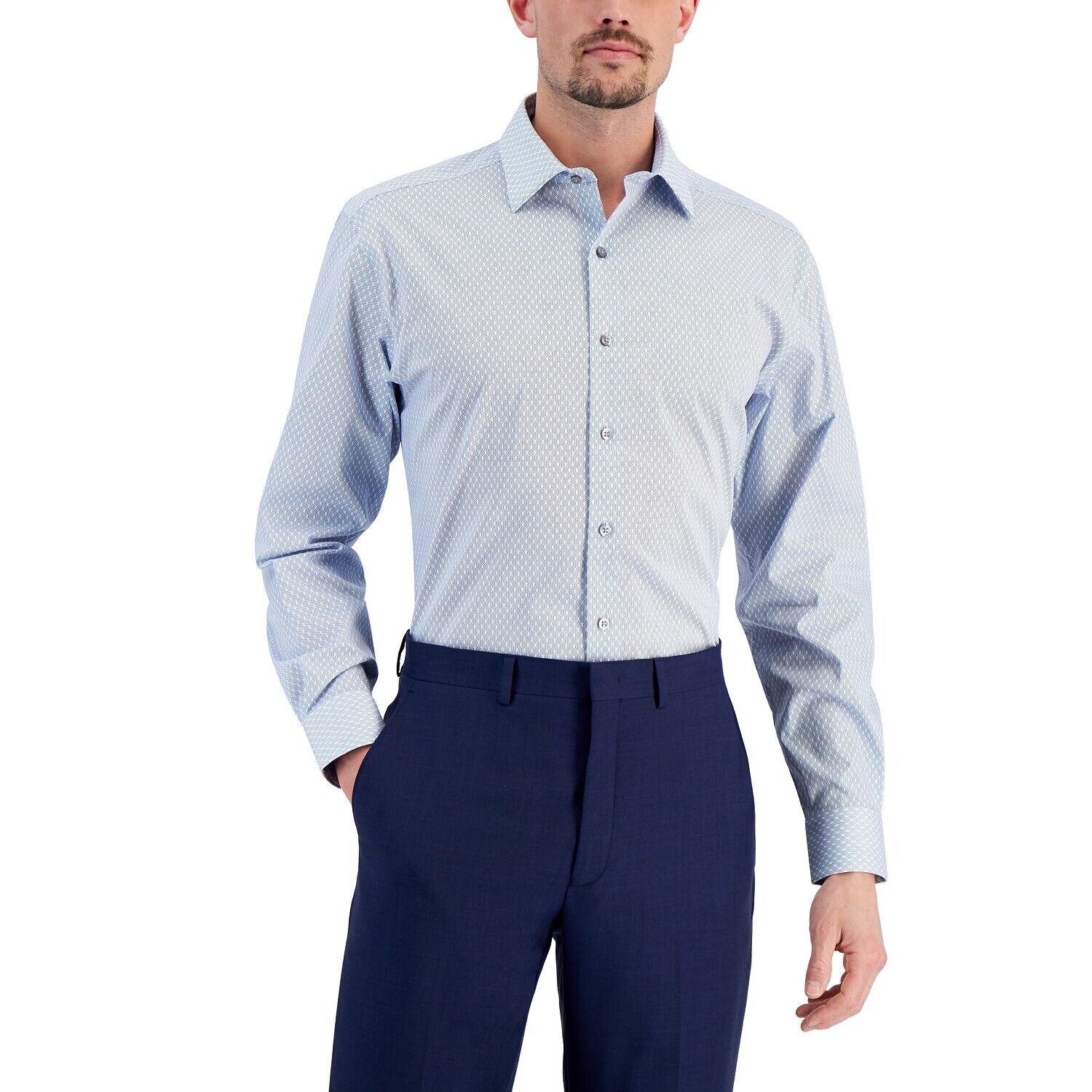 Alfani Men's Regular Fit Stain Resistant Honeycomb Dress Shirt B4HP (15 ...