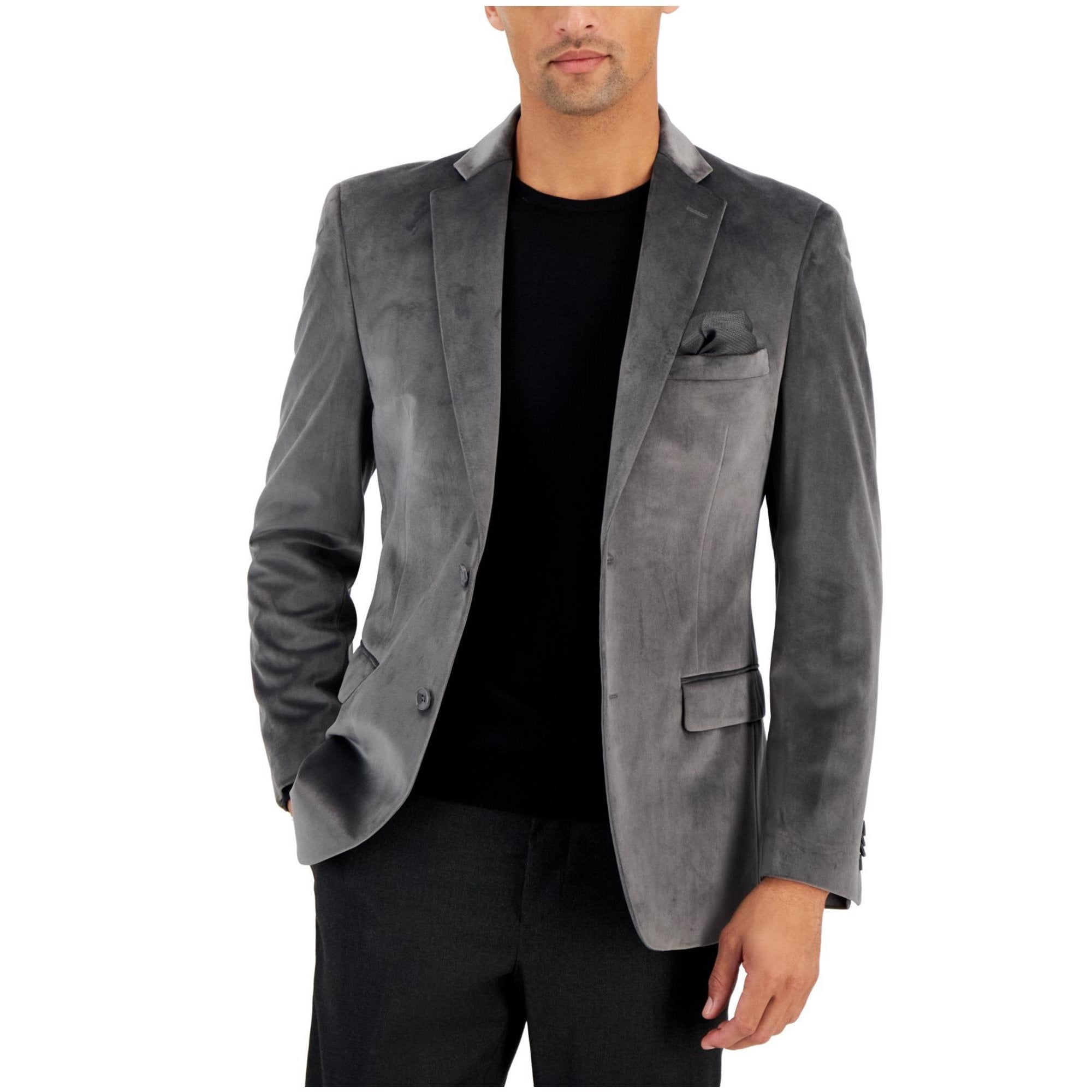 Alfani Men's Slim Fit Solid Velvet Sport Coats Grey 38S - Walmart.com