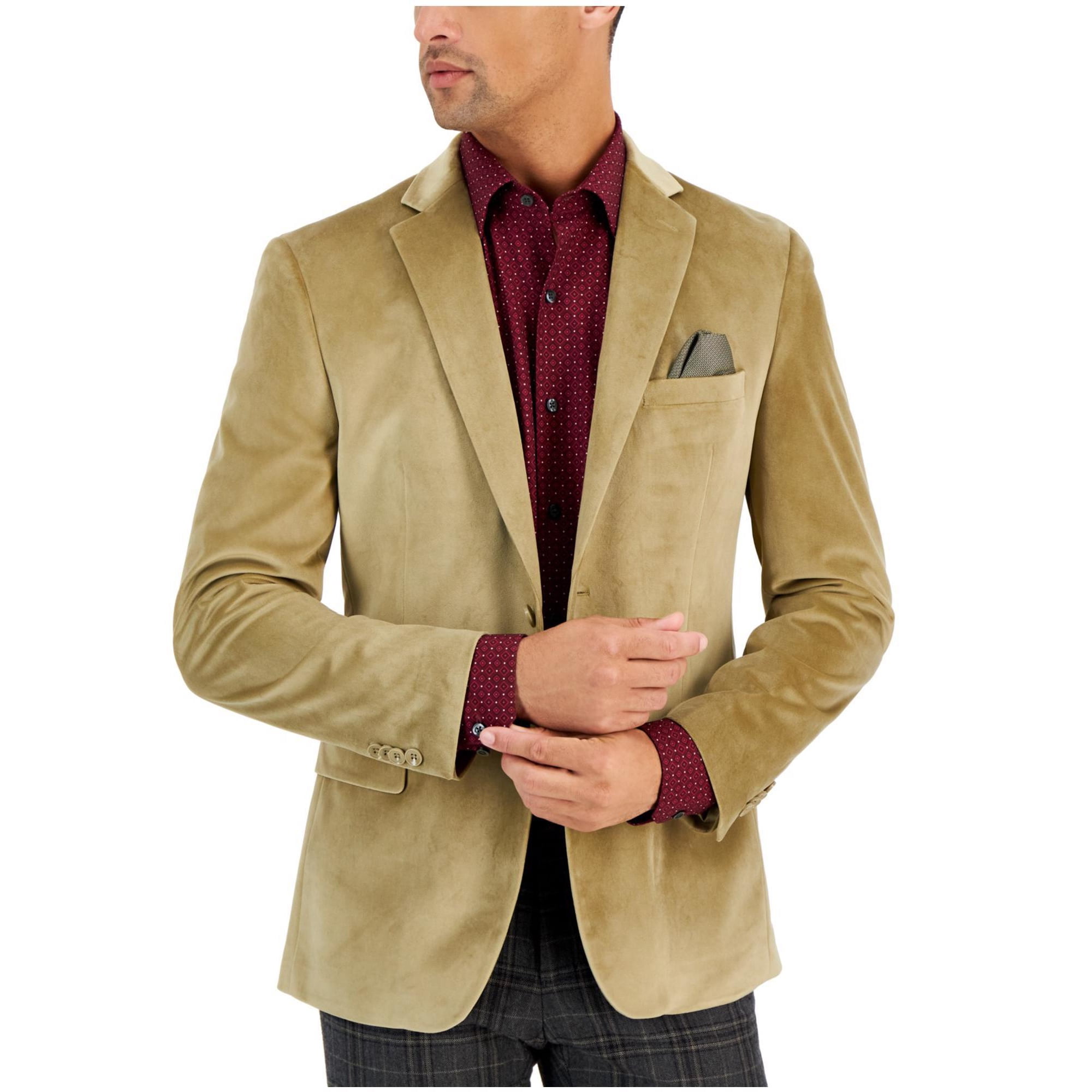 Alfani Men’s Slim-Fit Solid Velvet Sport Coats,Tan,36R - Walmart.com
