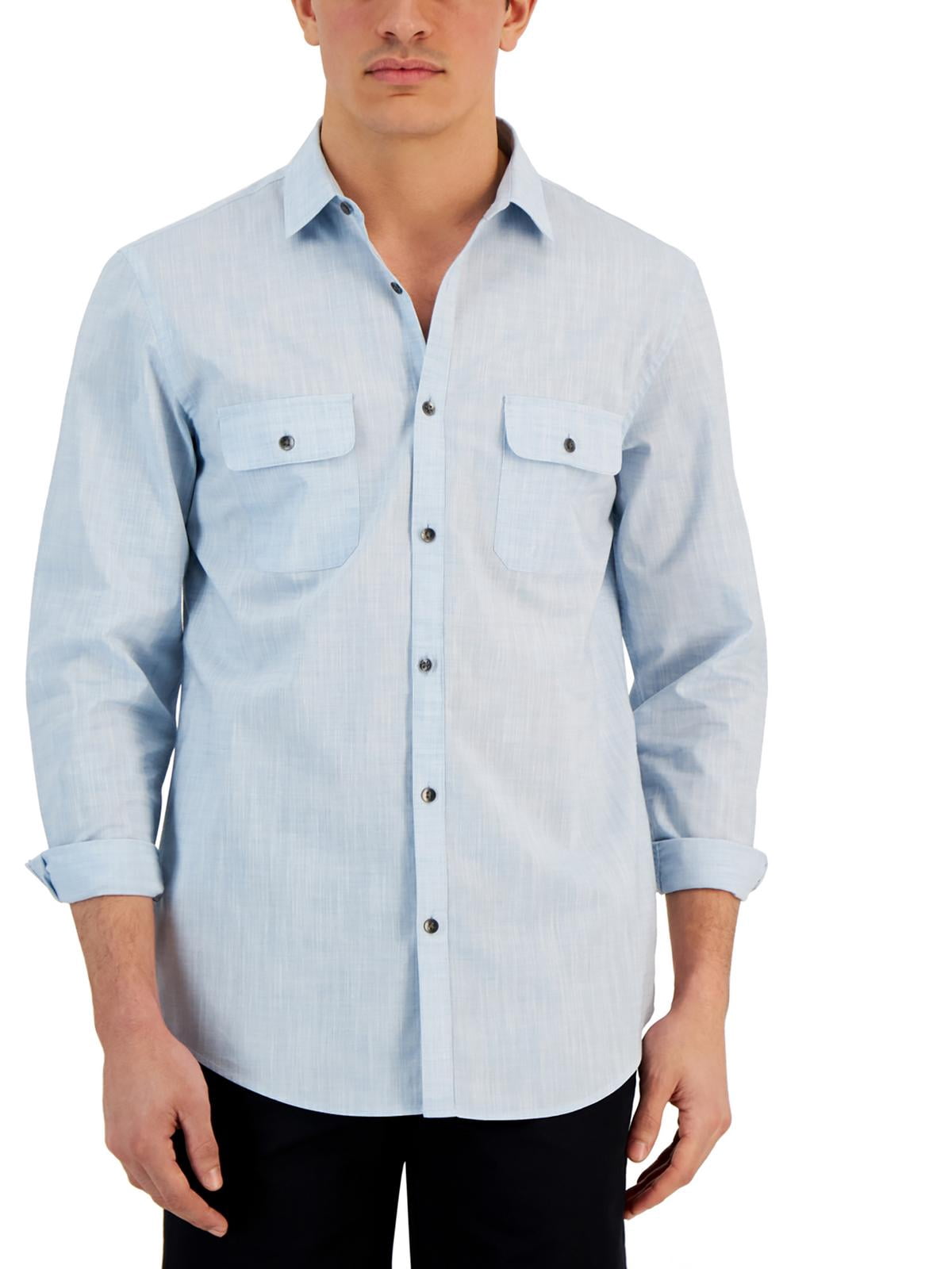 Alfani Mens Cotton Regular Fit Button-Down Shirt - Walmart.com