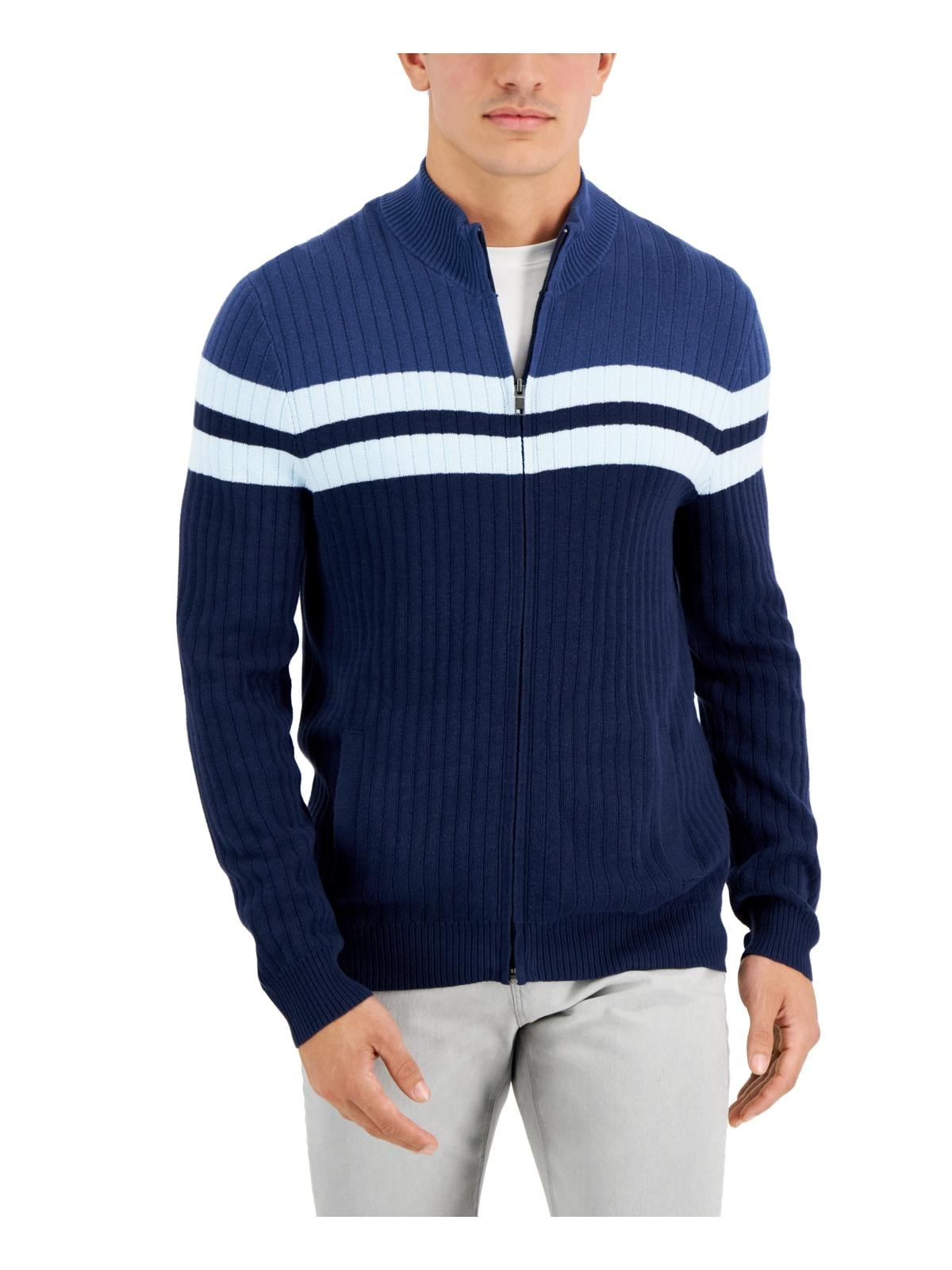 Alfani Mens Cotton Ribbed Full Zip Sweater - Walmart.com