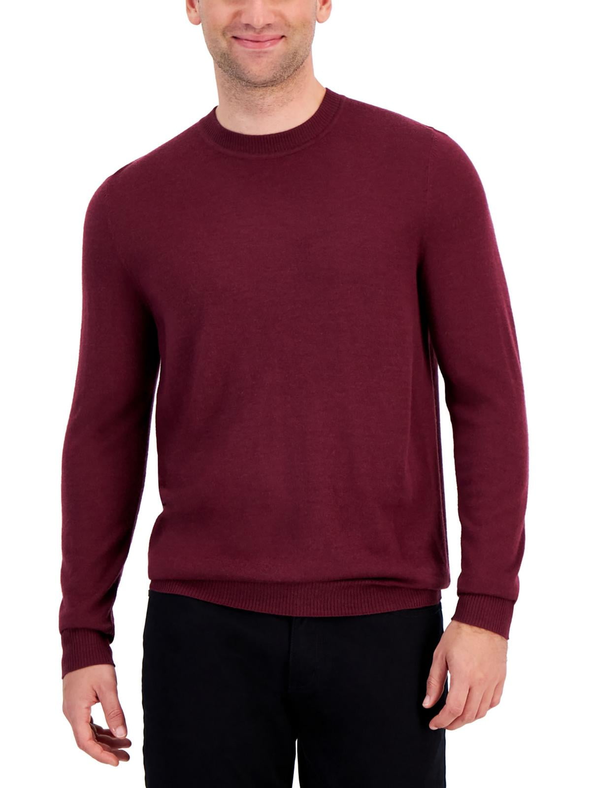 Alfani Mens Solid Extra Fine Merino Wool Crewneck Sweater - Walmart.com