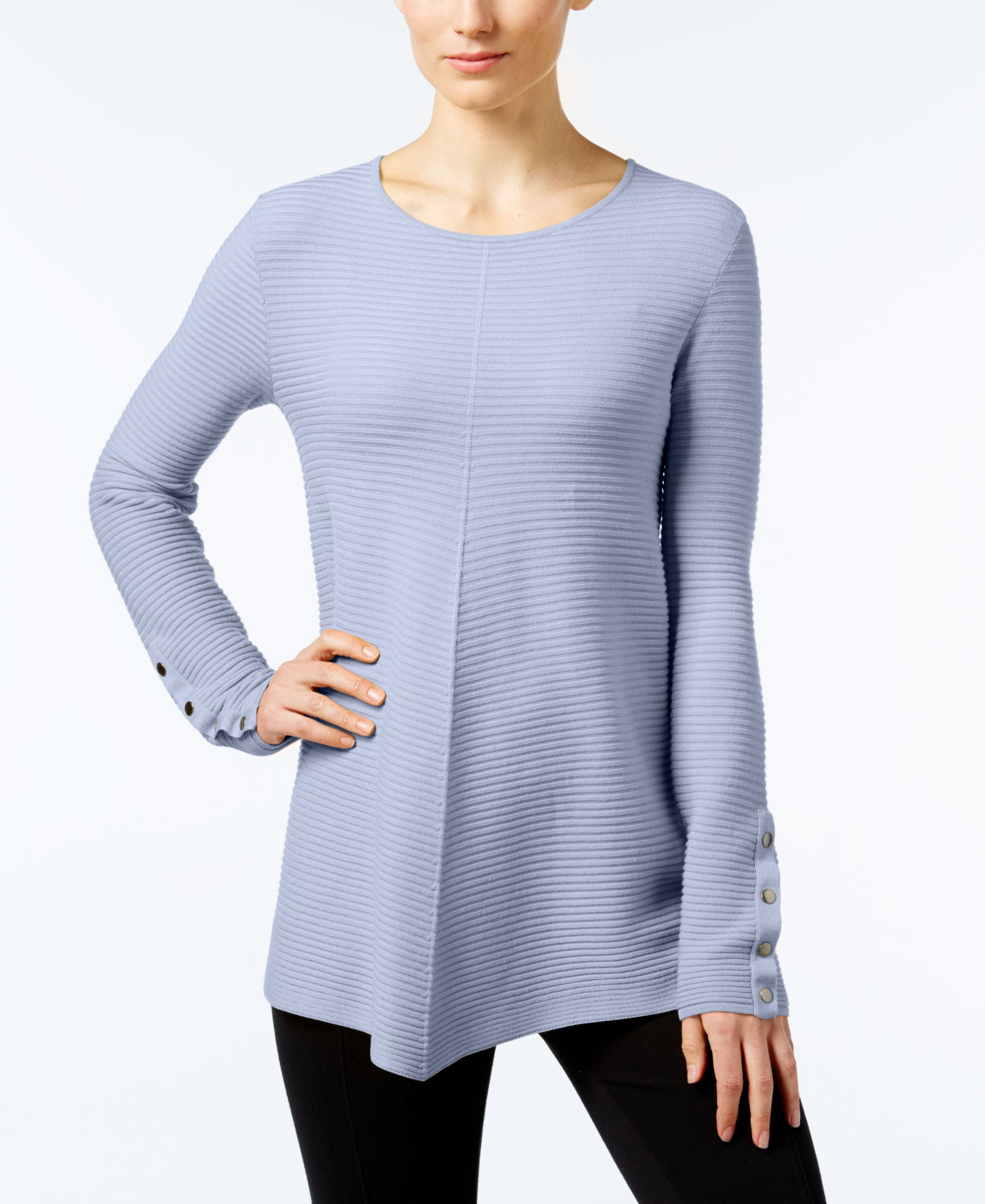 Alfani Petite Ribbed Swing Sweater Gentle Blue PXL - Walmart.com