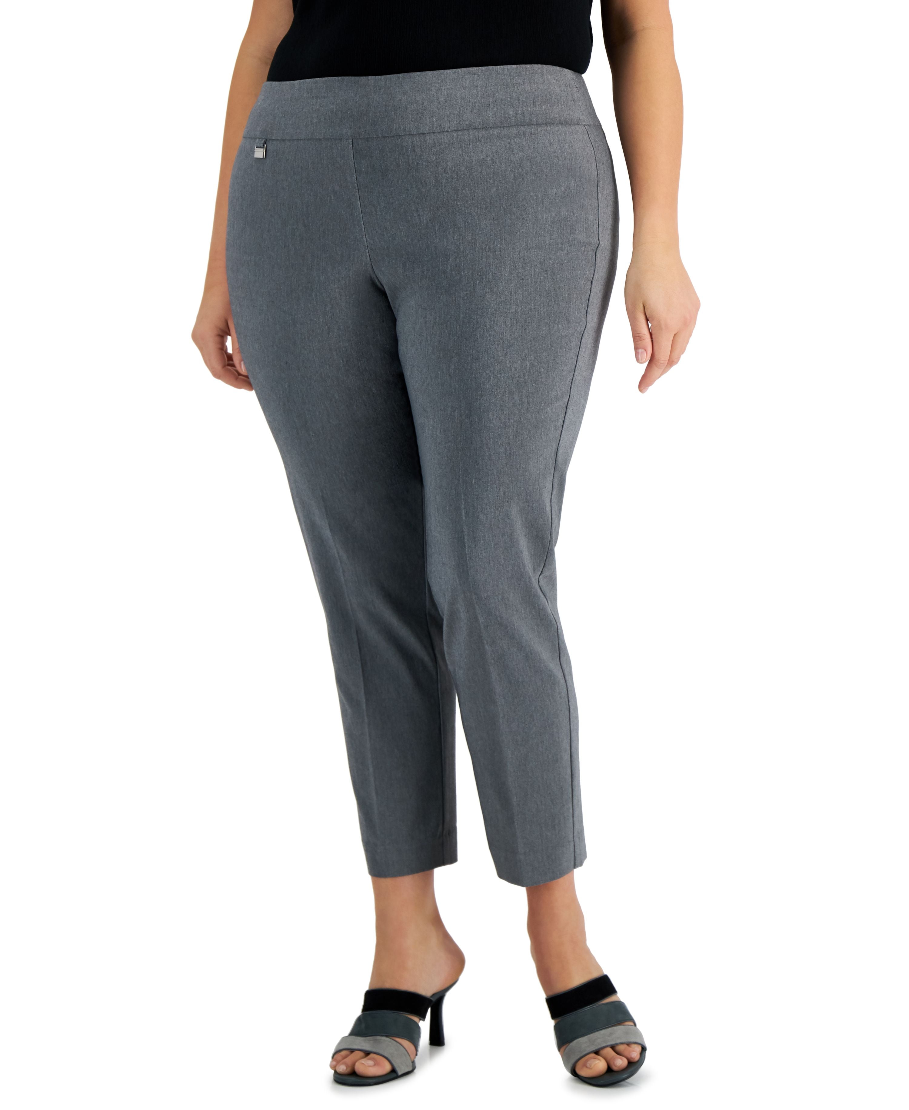 Alfani Plus Size Pull On Pants Light Grey Heather 24WP - Walmart.com