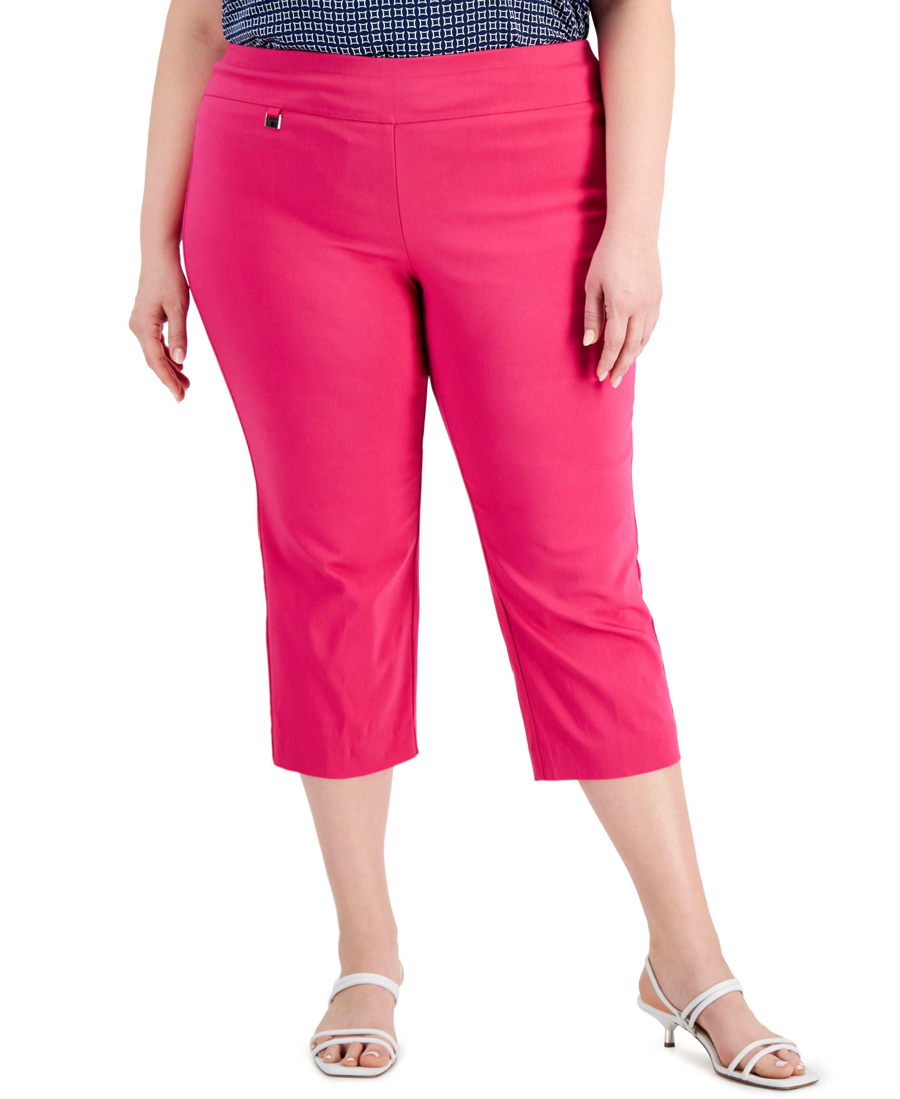 Alfani Plus Size Tummy Control Capri Pants Berry Haze 20W - Walmart.com