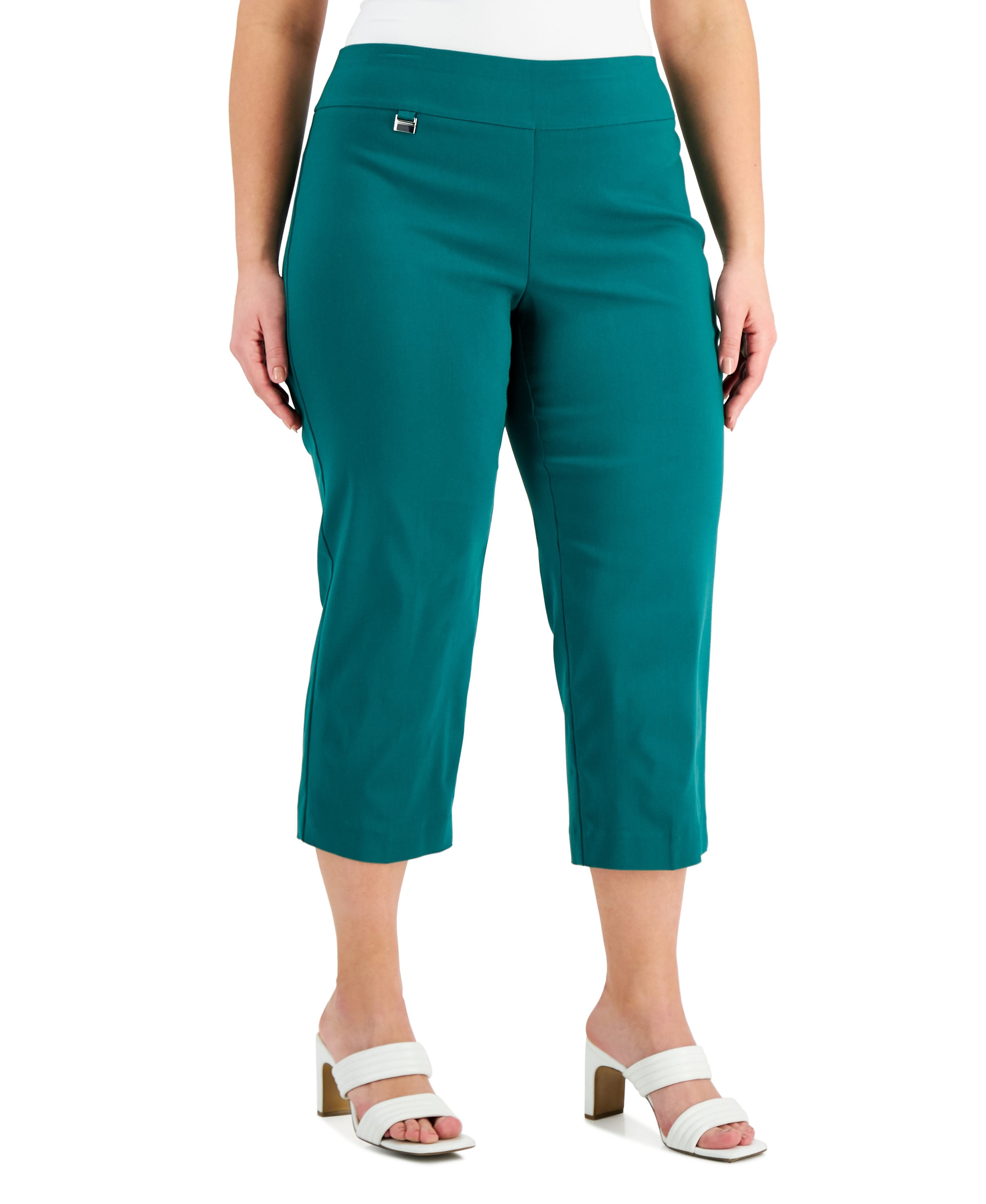 Alfani Plus Size Tummy Control Capri Pants Rain Forest 14W - Walmart.com