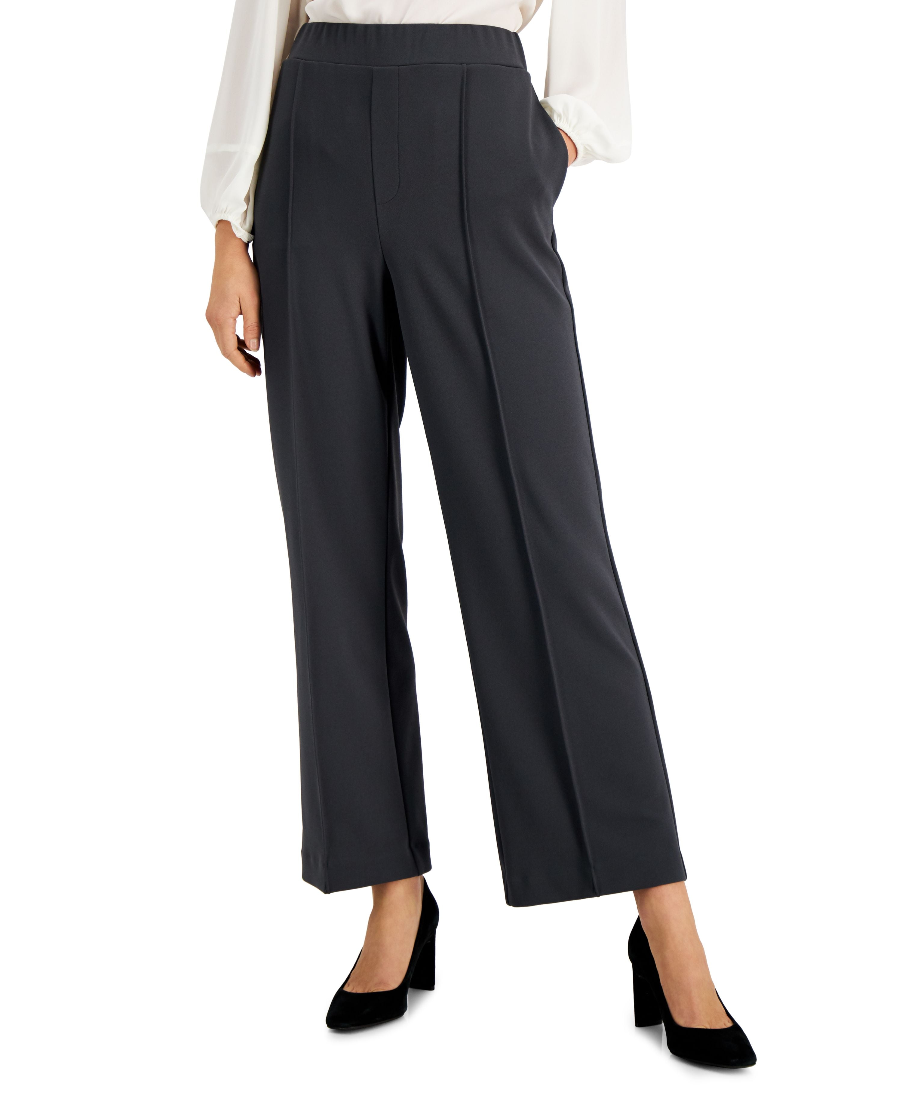 Alfani Pull On Wide Leg Pants Coal Melange XL - Walmart.com