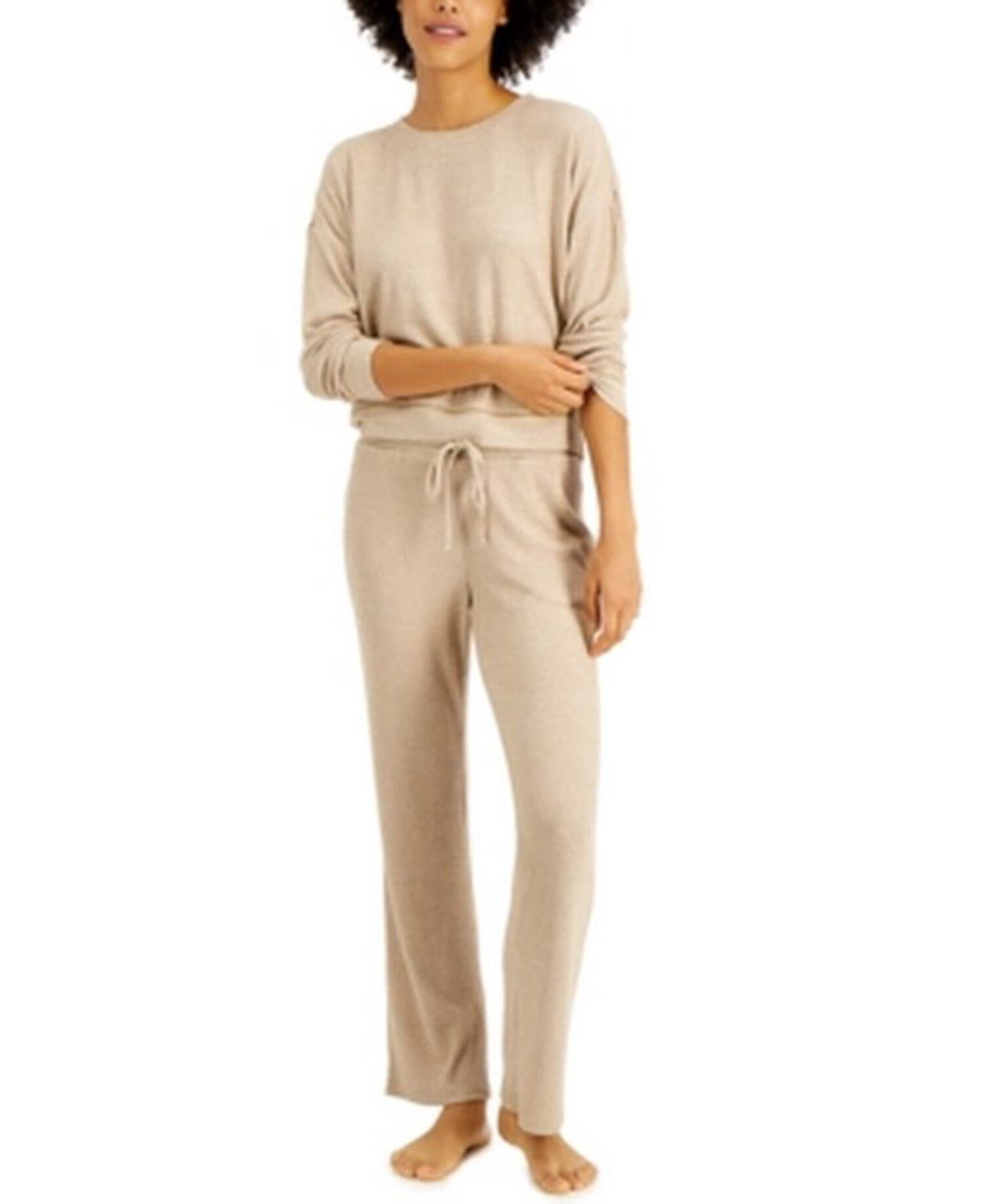 Alfani Ribbed Wide Leg Pajama Set, Choose Sz/Color: L/Beige - Walmart.com
