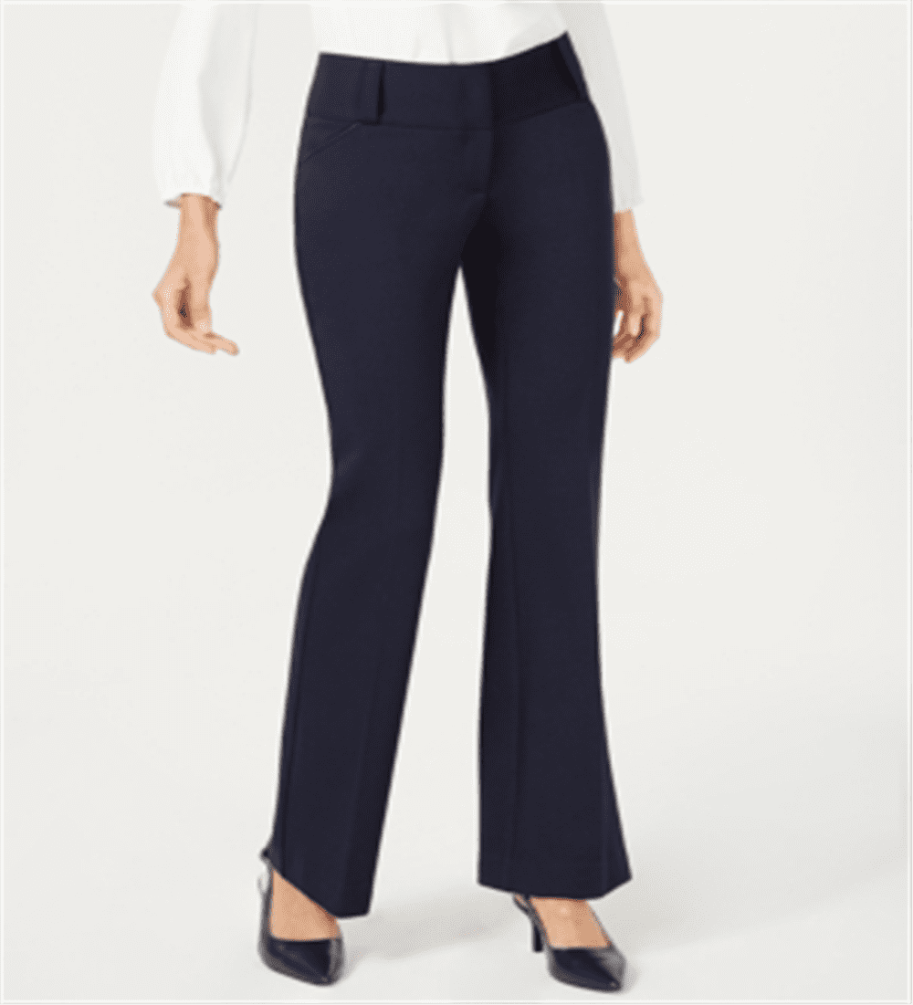 Alfani Women's Faux Leather Trim Wide Leg Trousers Blue Size 24X4.5 ...
