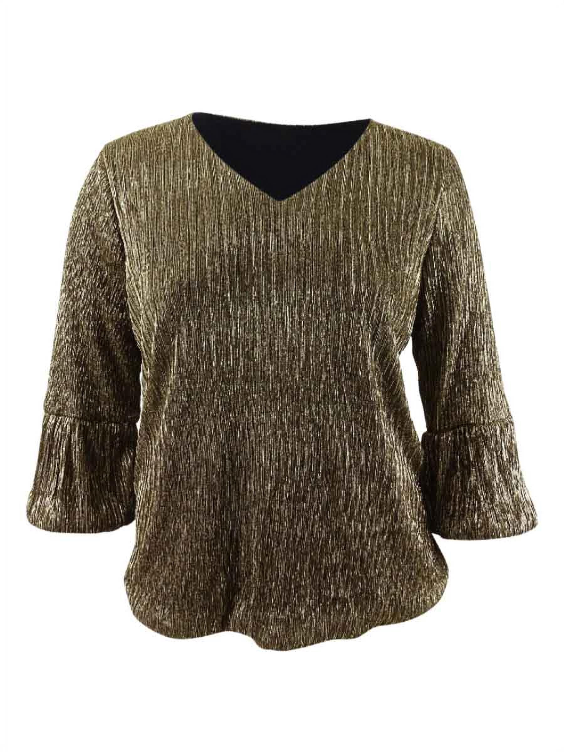 Alfani Women's Plus Size Metallic Balloon-Cuff Top - Walmart.com