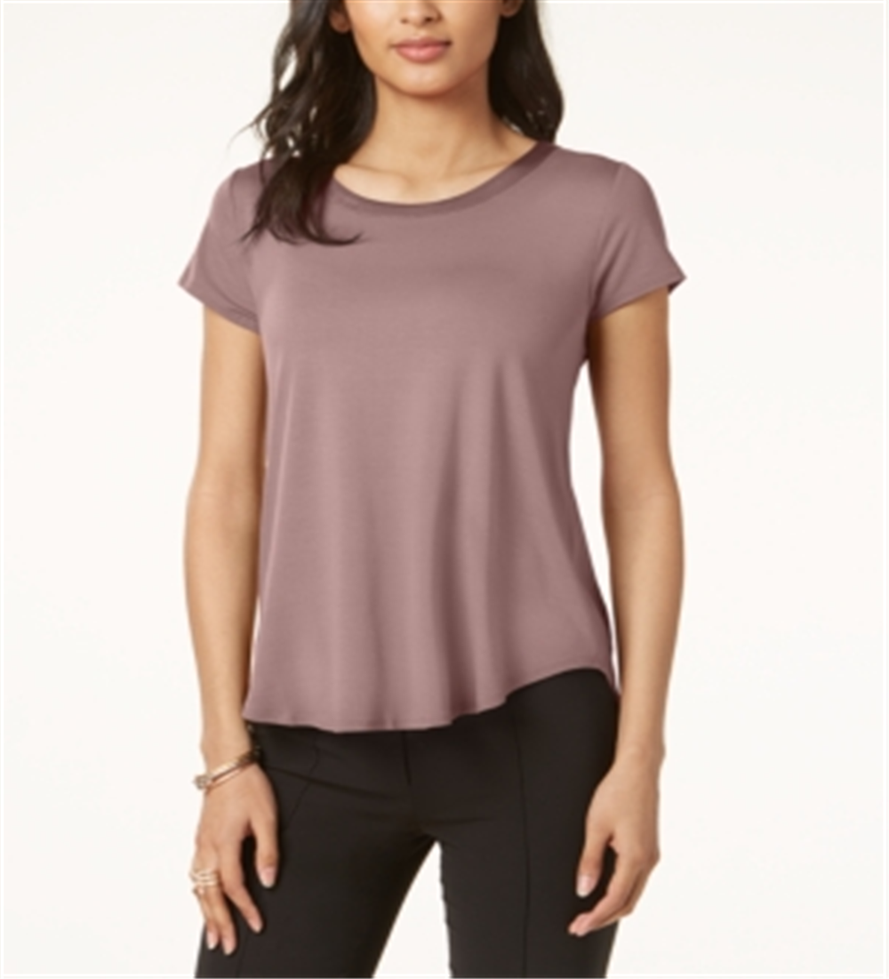 Alfani Women's Satin Trim High Low T-Shirt Pink Size Petite S/M ...