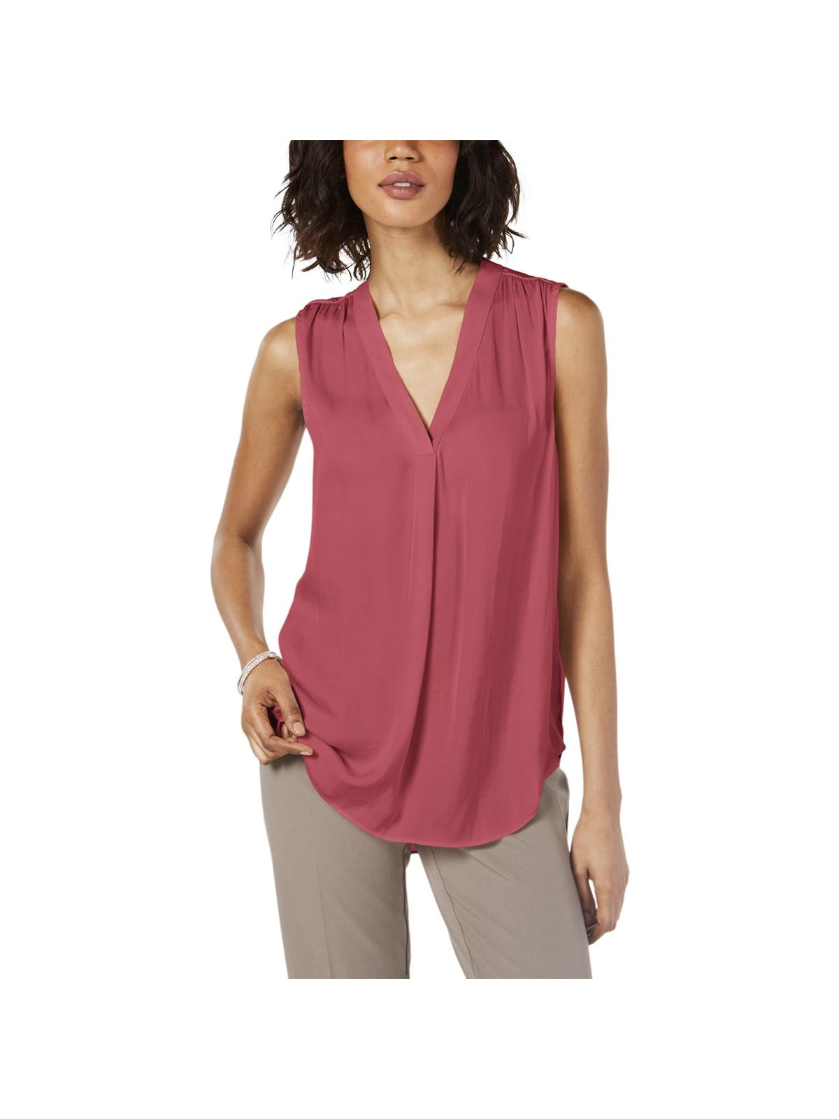 Alfani Women's Satin V Neck Tank Top Red Size Large - Walmart.com