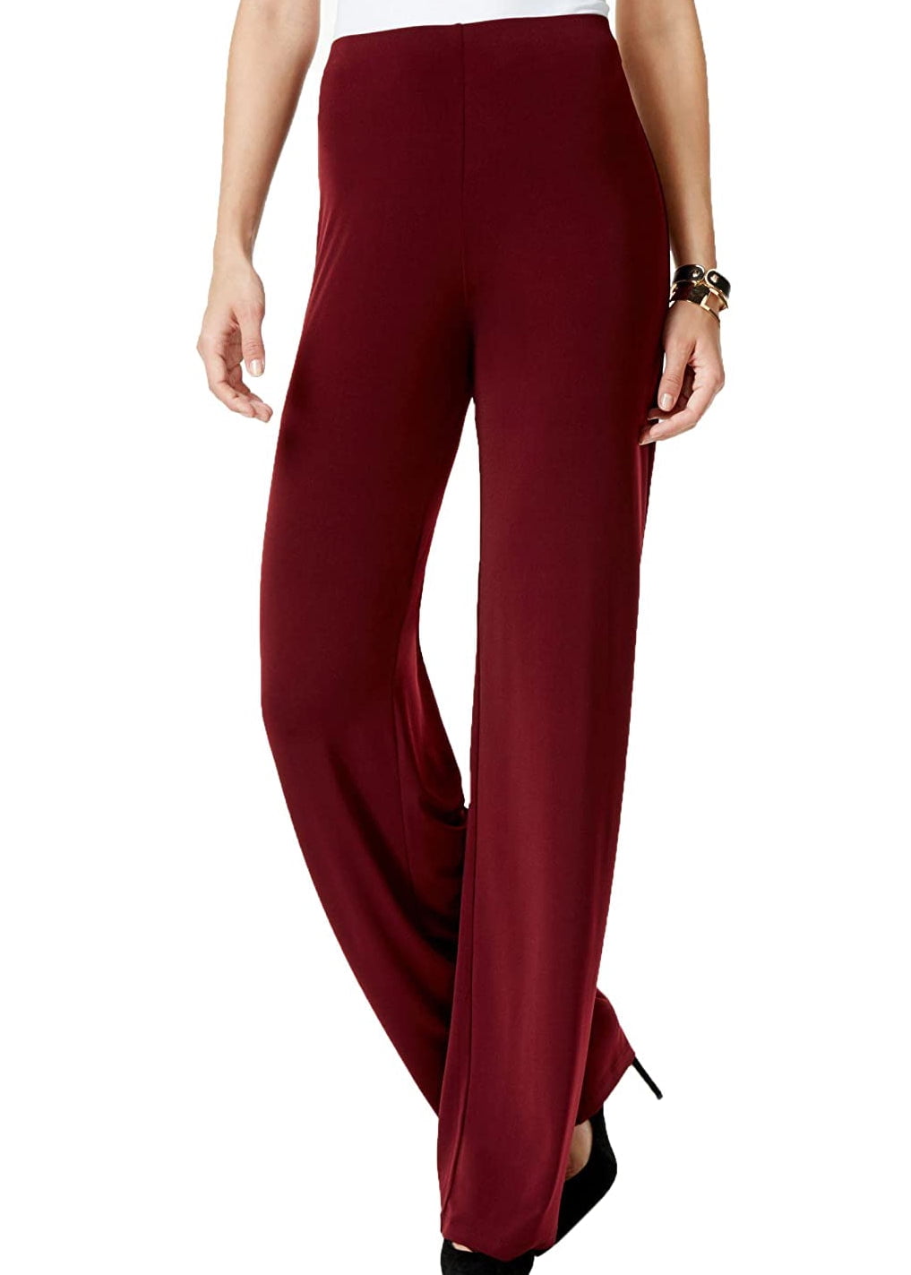 Alfani Womens Maroon Knit Wide-Leg Pants - Walmart.com