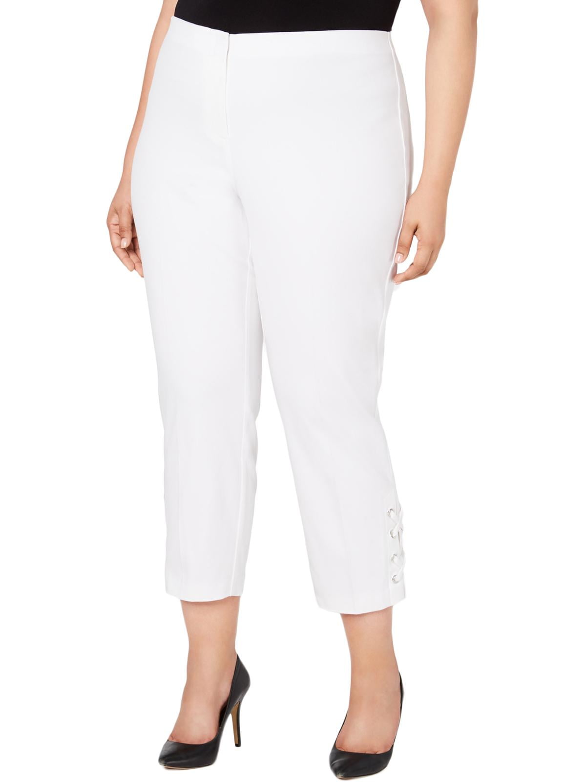 Alfani Womens Plus Slim Leg Grommet Ankle Pants White 16W - Walmart.com