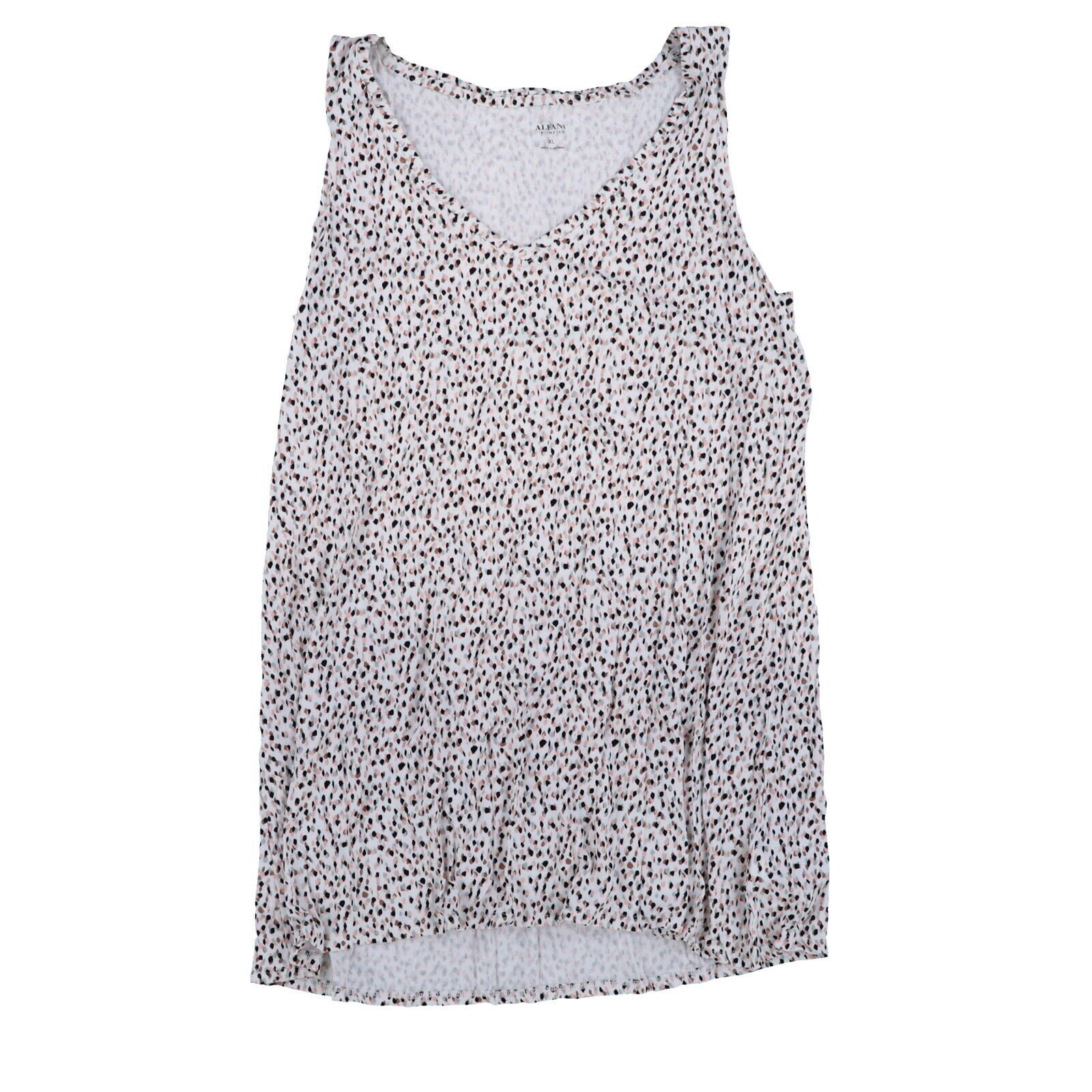 Alfani Womens Shirt V-Neck Tank Sleeveless Top Multi Dots White Xl New ...