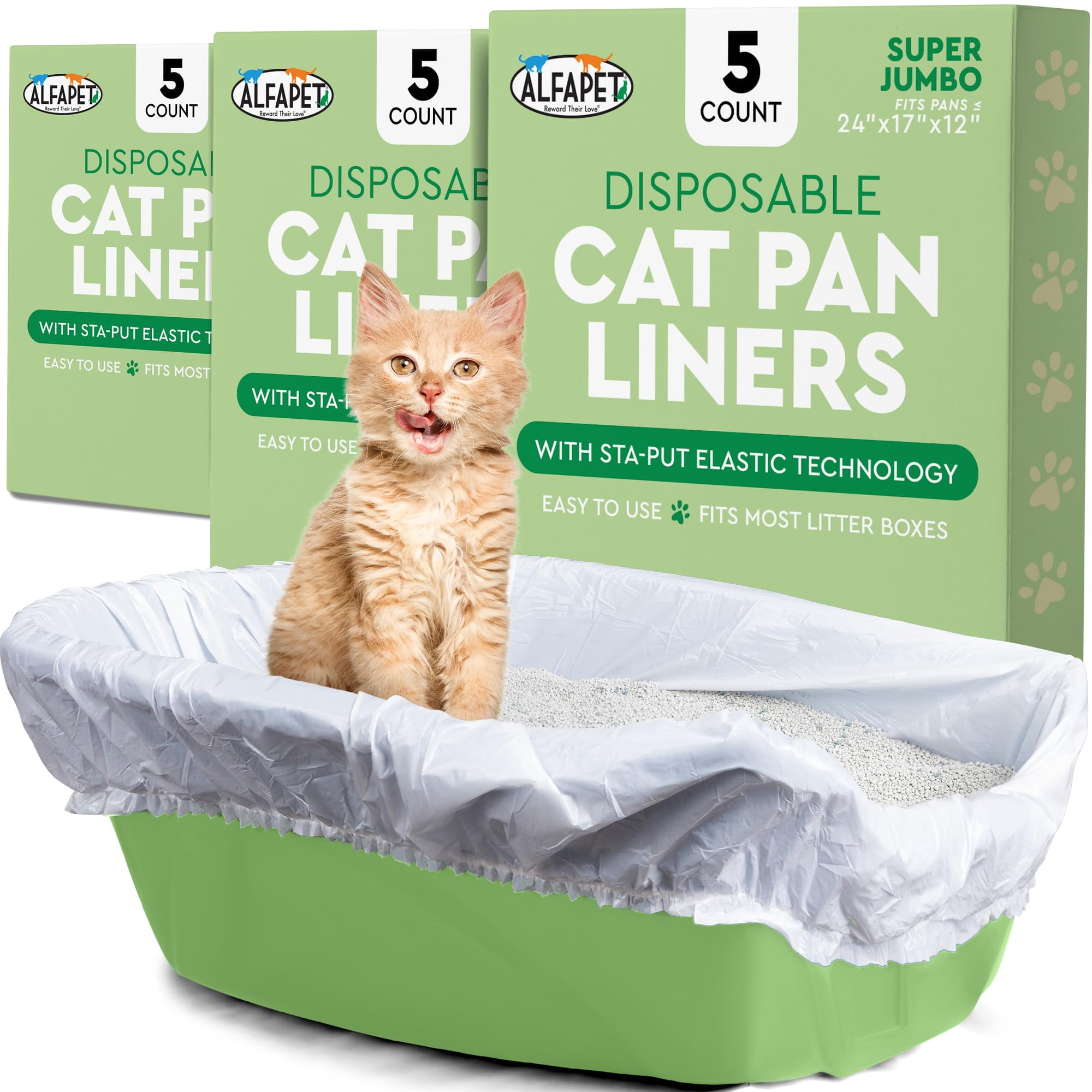 Alfapet Elastic Cat Litter Box Liners - Super Jumbo 15Count - Tear ...