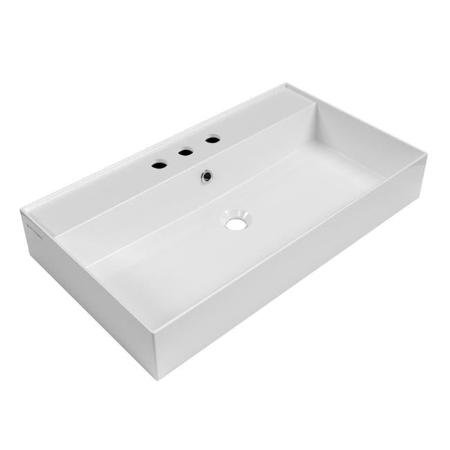 Whitehaus 32" Rectangular Wall Mount Basin with Single Faucet Drilling ...