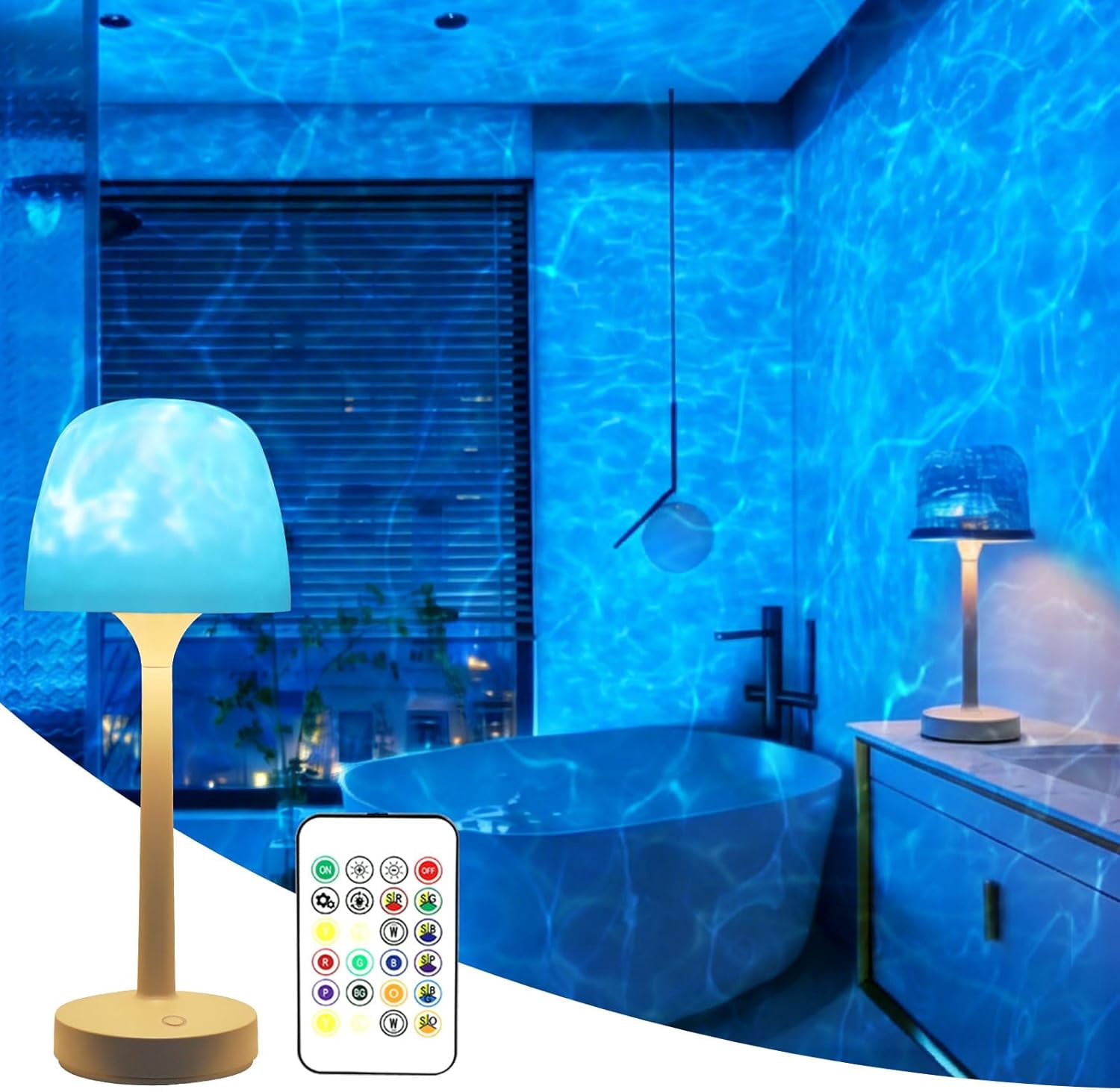 Alficedo Cordless Shower Lamp, Waterproof Bathroom Lamp 16 Color ...