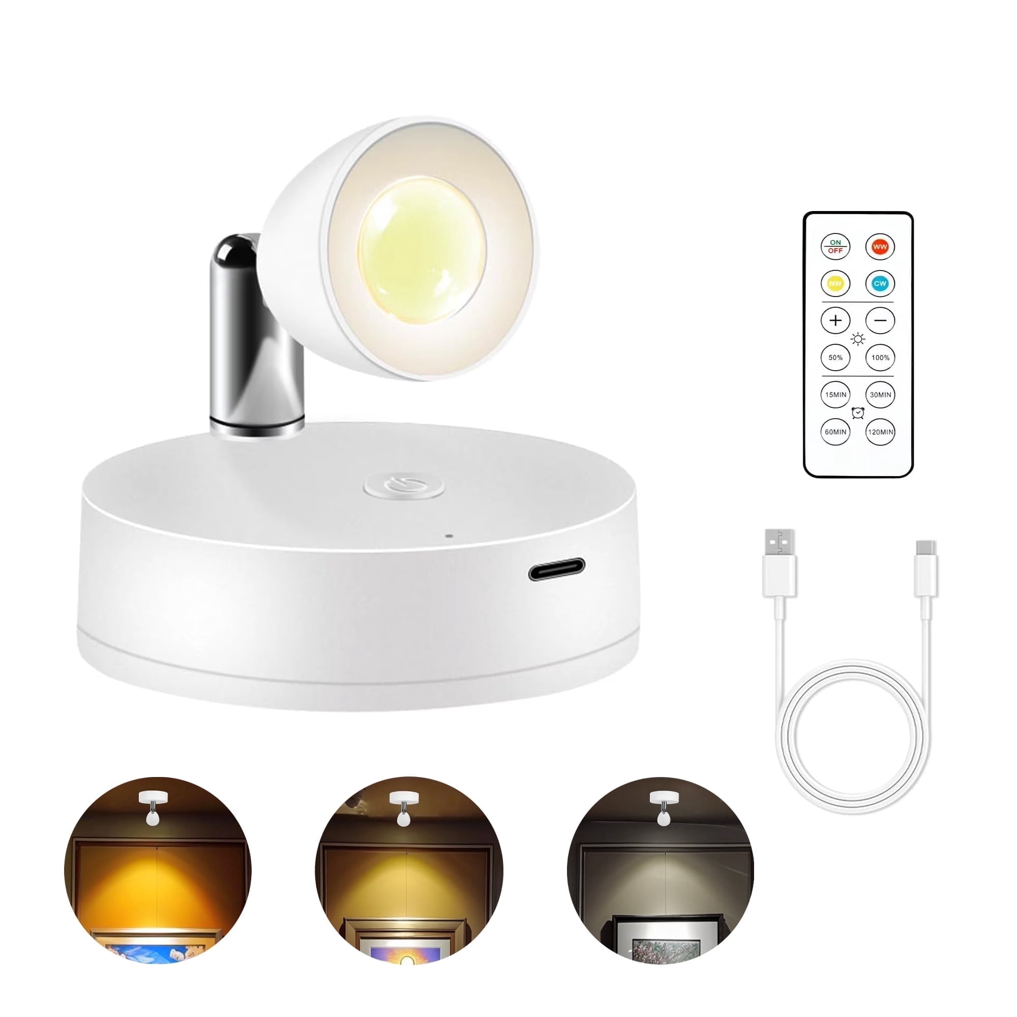 Alficedo Spot Lights Indoor, Wireless Rechargeable Picture Accent Light ...