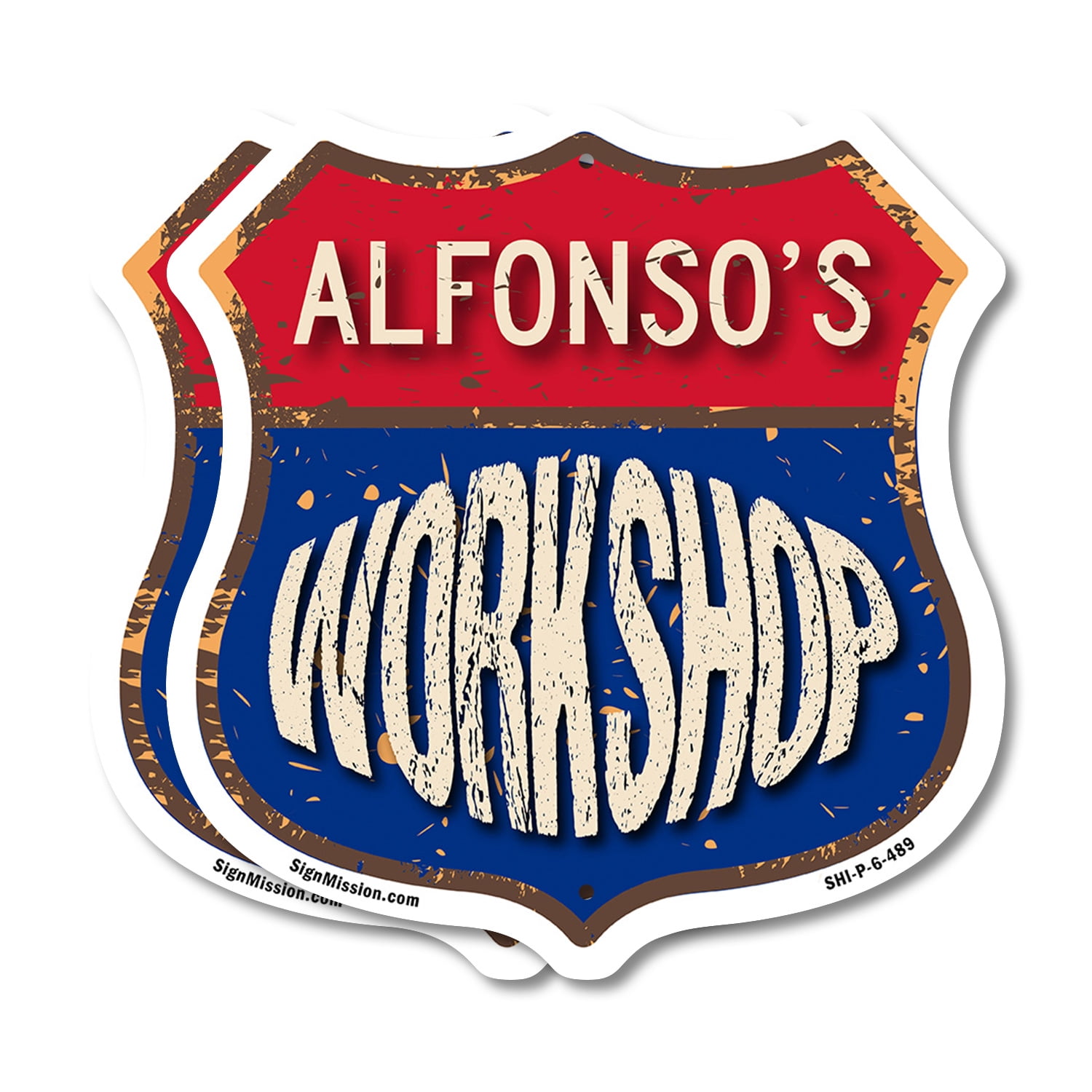 Alfonso's Workshop (2 Pack) 6 inch X 6 inch Shield Shaped Commercial ...