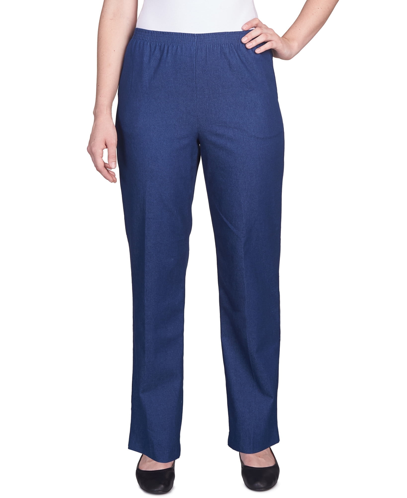Alfred Dunner Women's Solid Short Pant with Elastic Waist in Denim ...