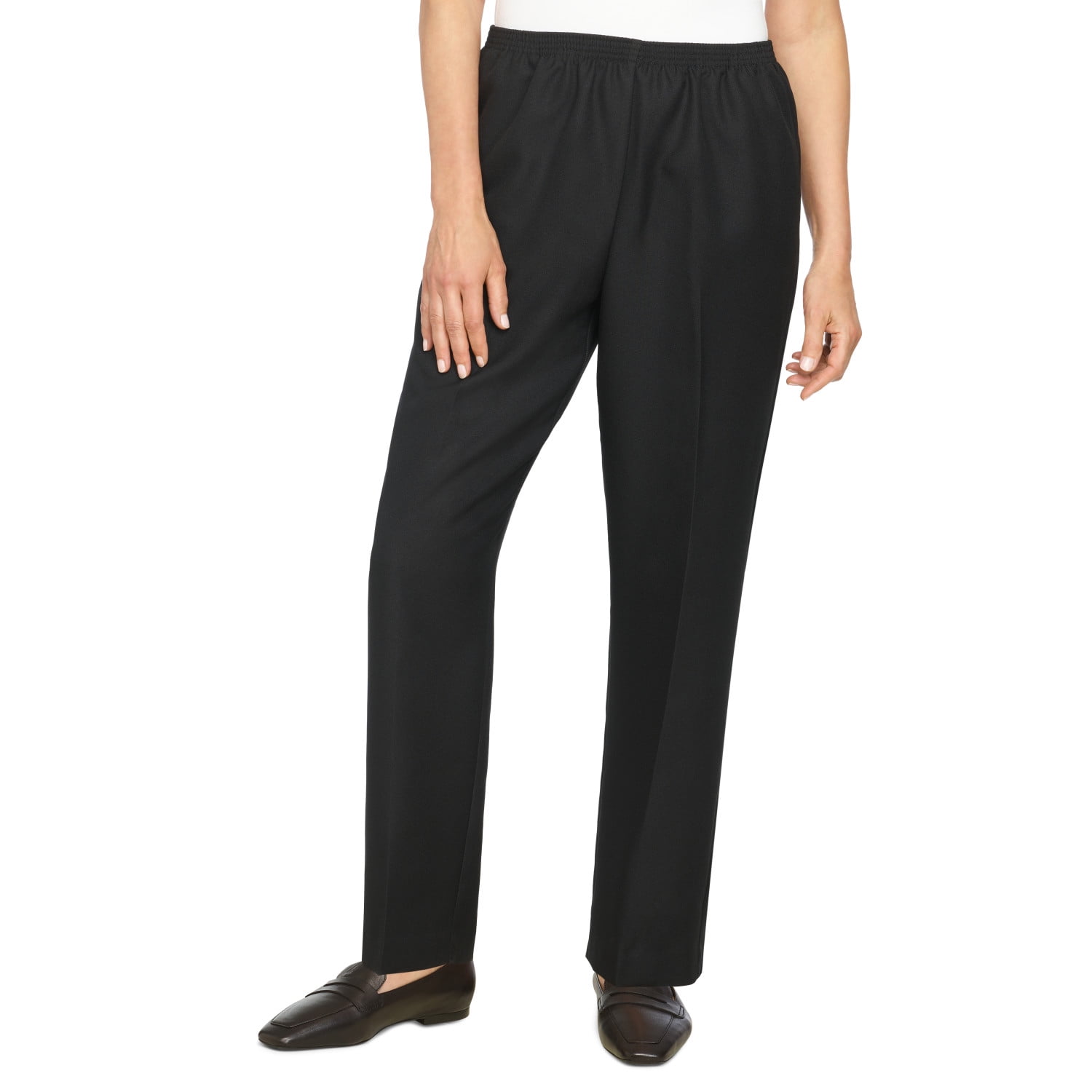 Alfred Dunner Classic Fit Women's Petite Solid Medium Pant with Elastic ...