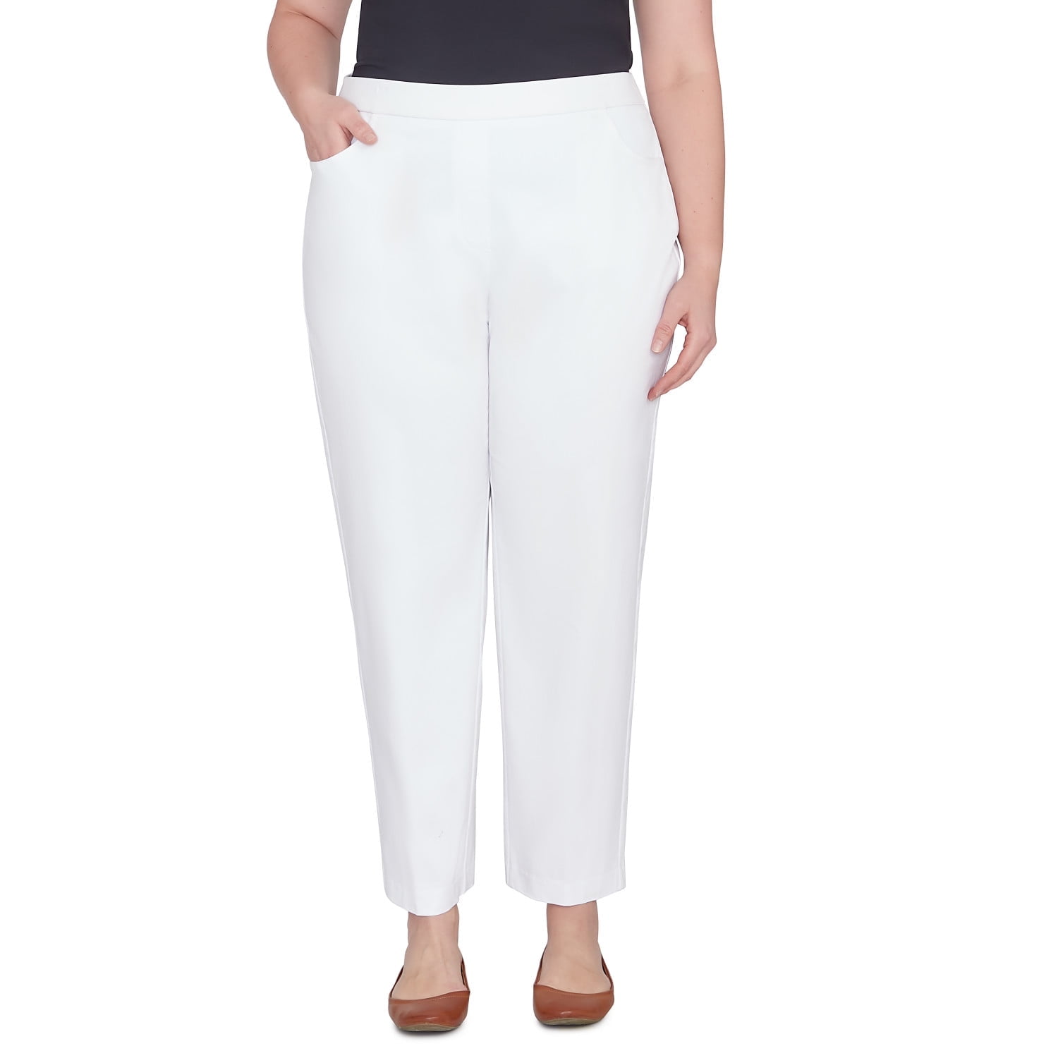 Alfred Dunner Womens Plus-Size Classic Allure Fit Proportioned Pant With Elastic Comfort ...