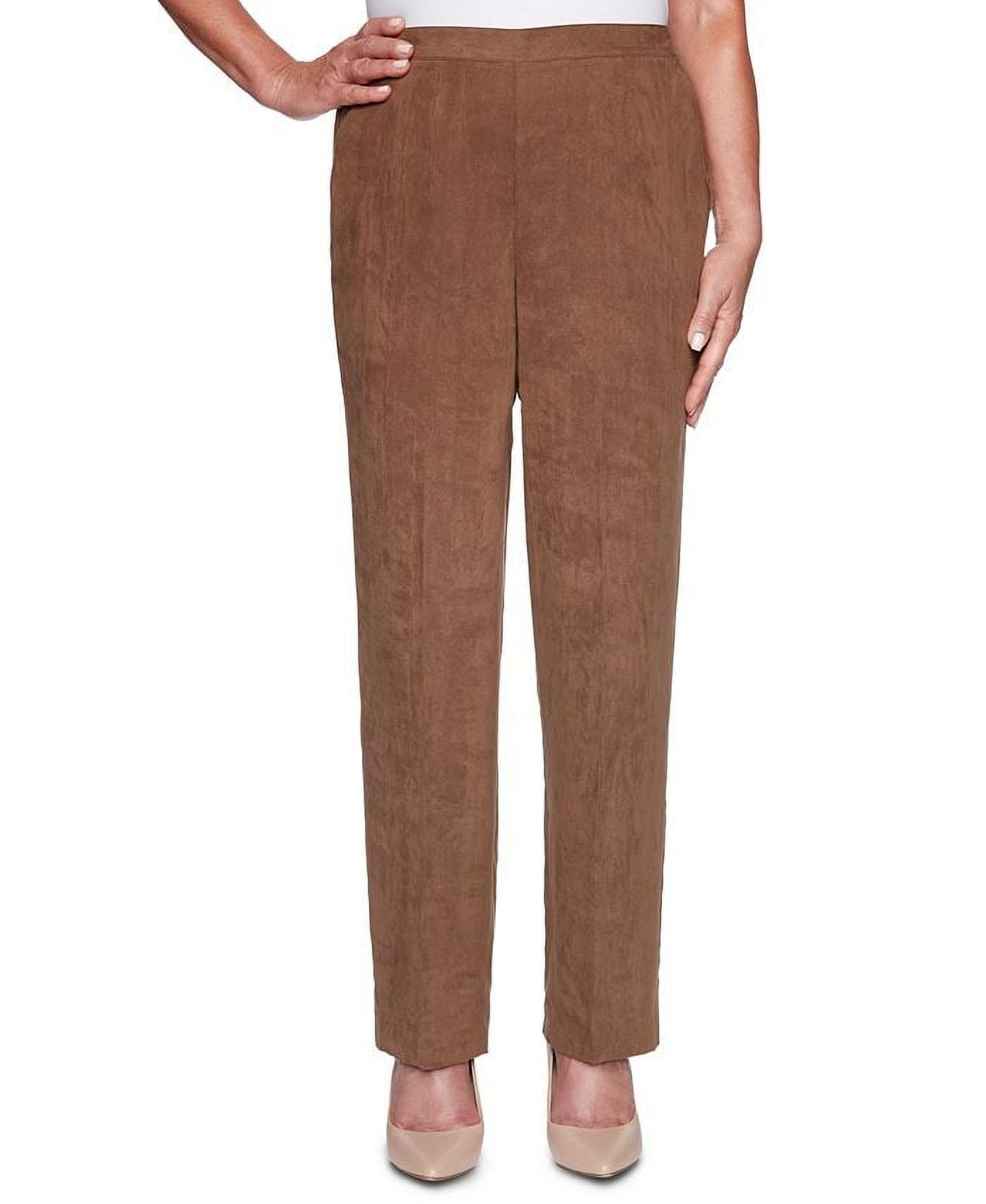 Alfred Dunner Women's Walnut Grove Faux-Suede Pants Brown Size 20X5 ...