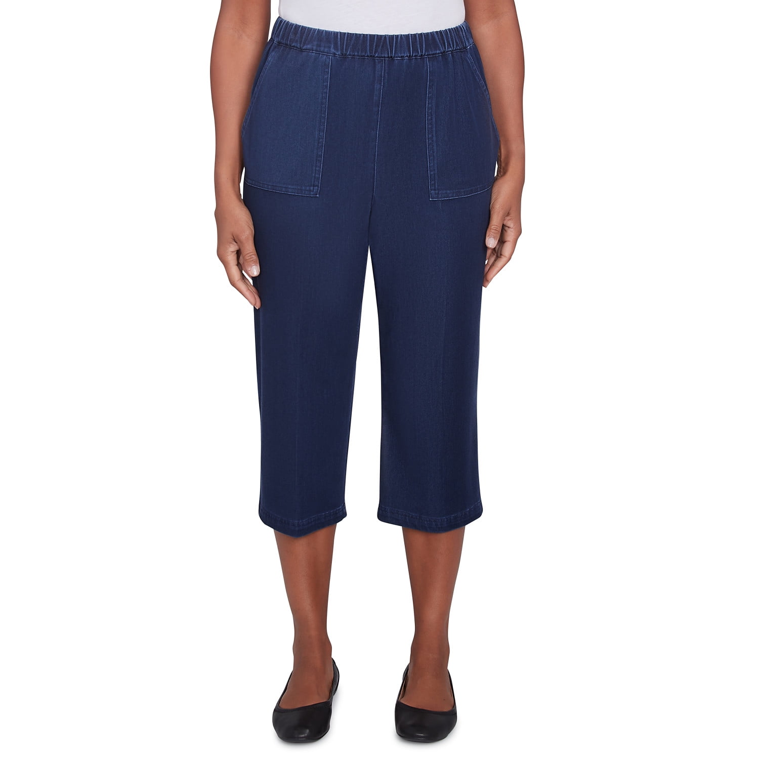 Alfred Dunner Womens Free Spirit Knit Denim Capri - Walmart.com