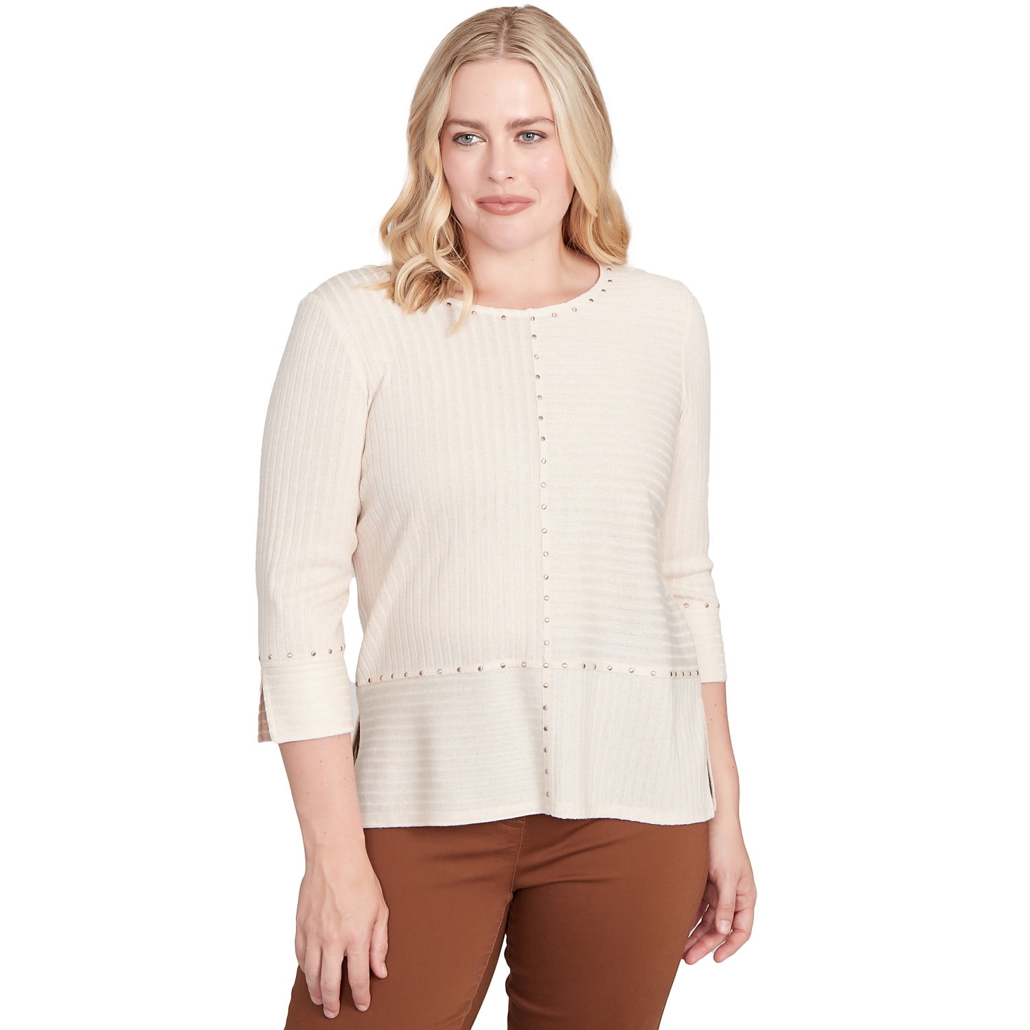 Alfred Dunner Womens Heat Set Embellished Solid Top - Walmart.com