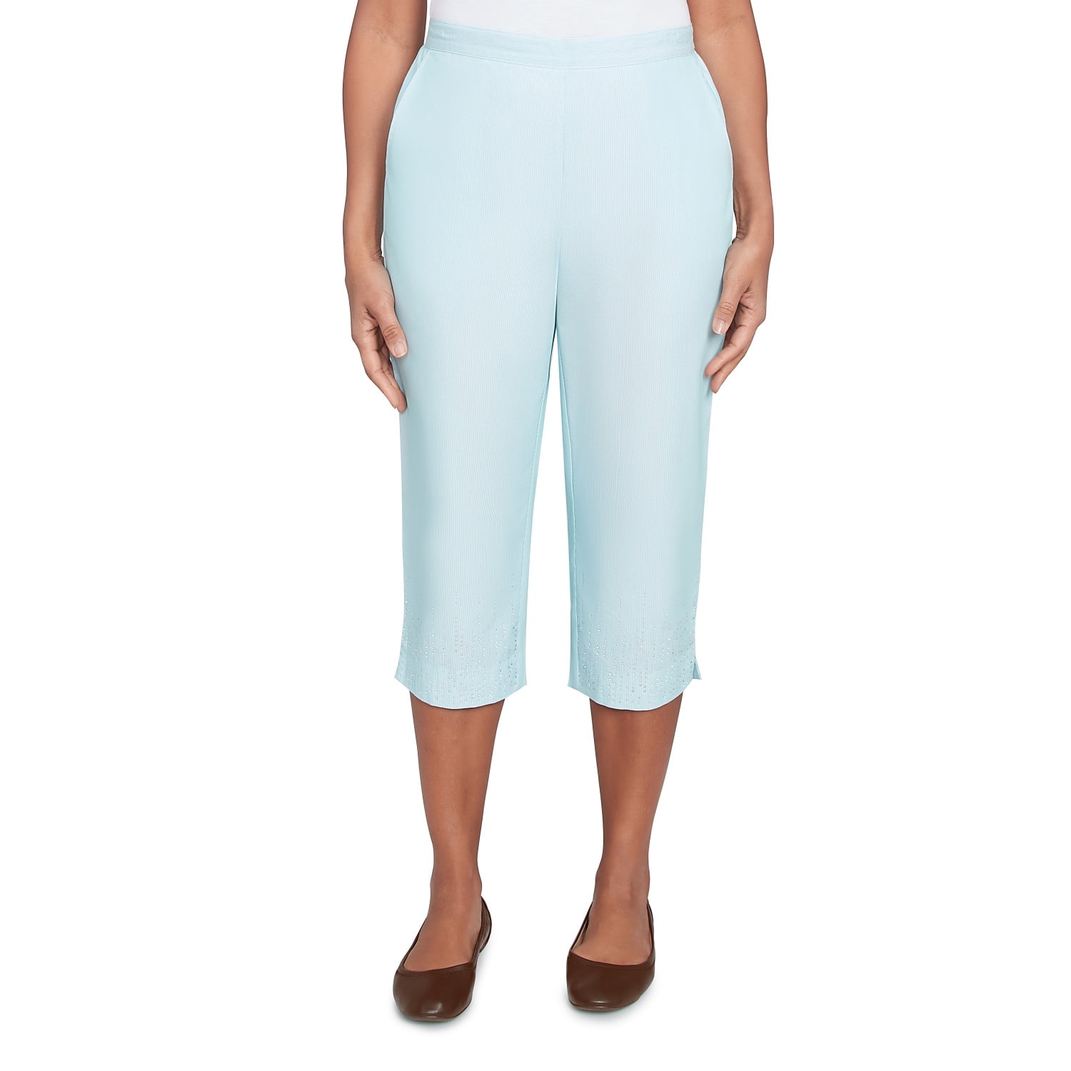 Alfred Dunner Womens Heat Set Embroidered Capri - Walmart.com