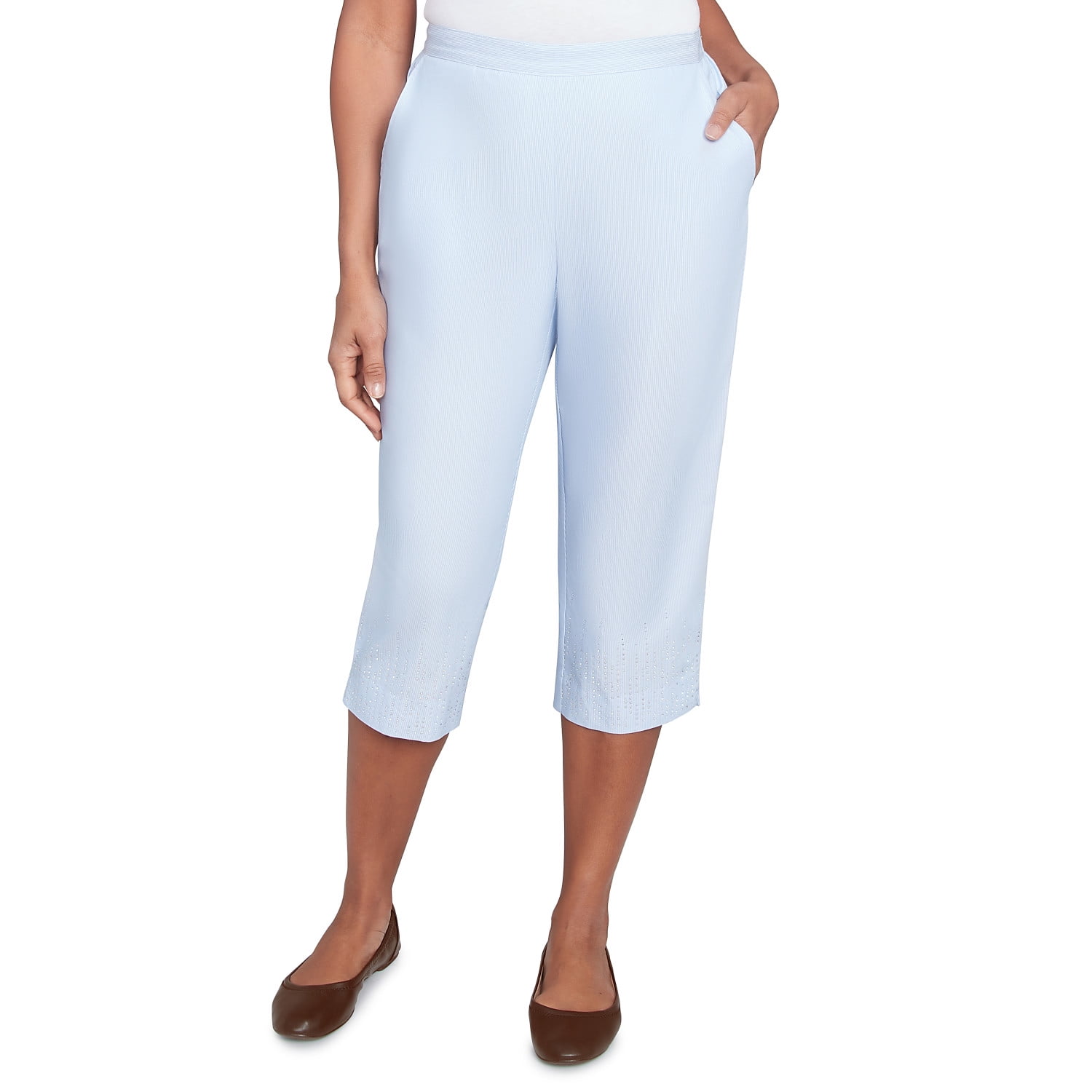 Alfred Dunner Womens Heat Set Embroidered Capri - Walmart.com