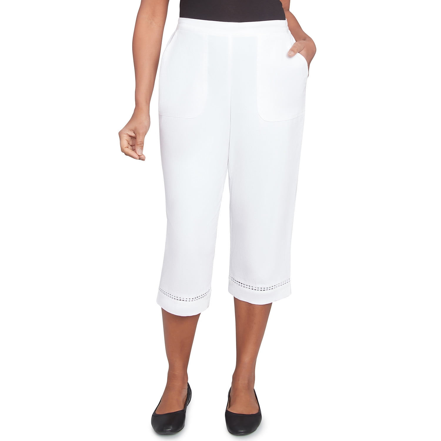 Alfred Dunner Womens Lace Dotted Trim Capri - Walmart.com